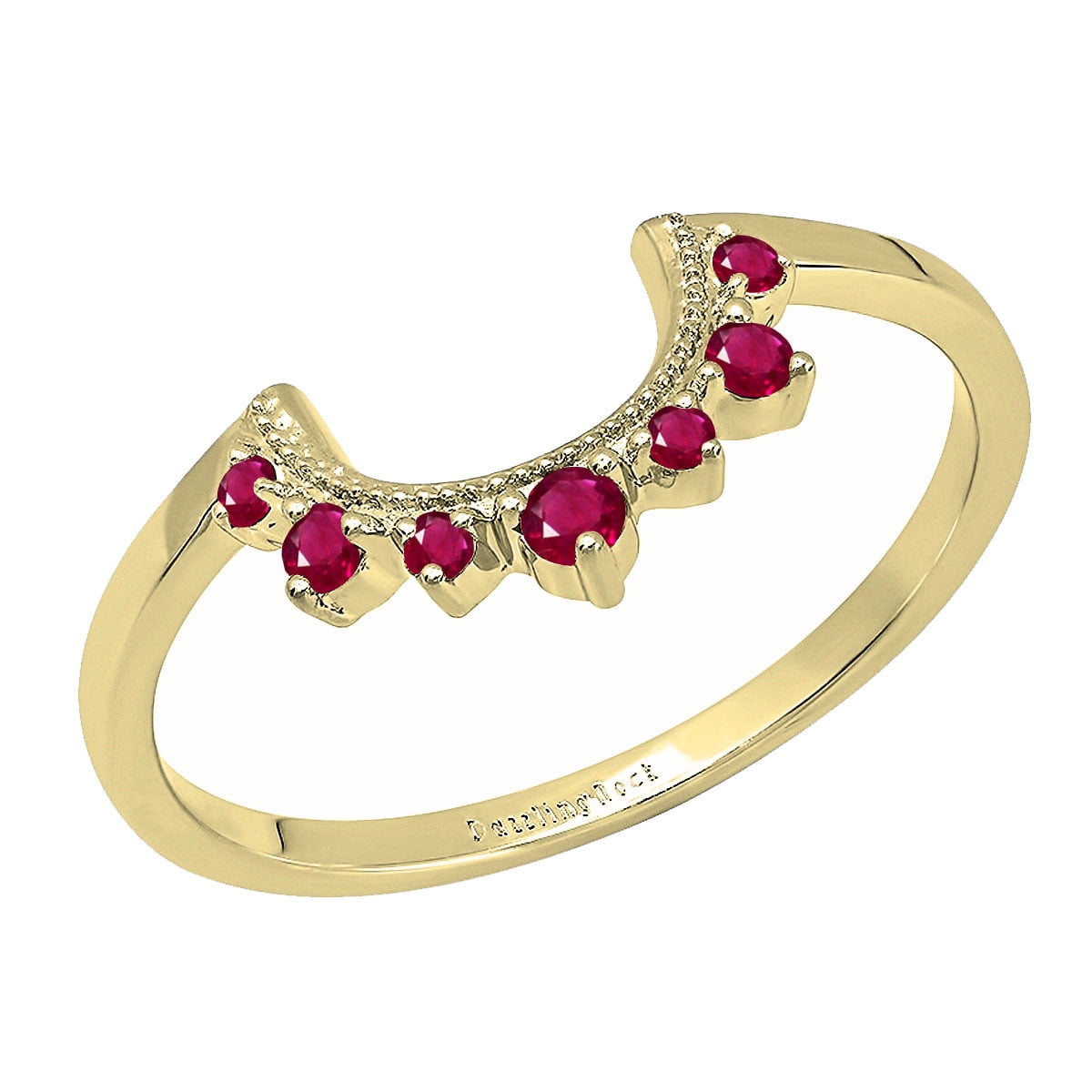 Dazzlingrock Collection Round Lab Created Ruby Guard Curved Solitaire ...
