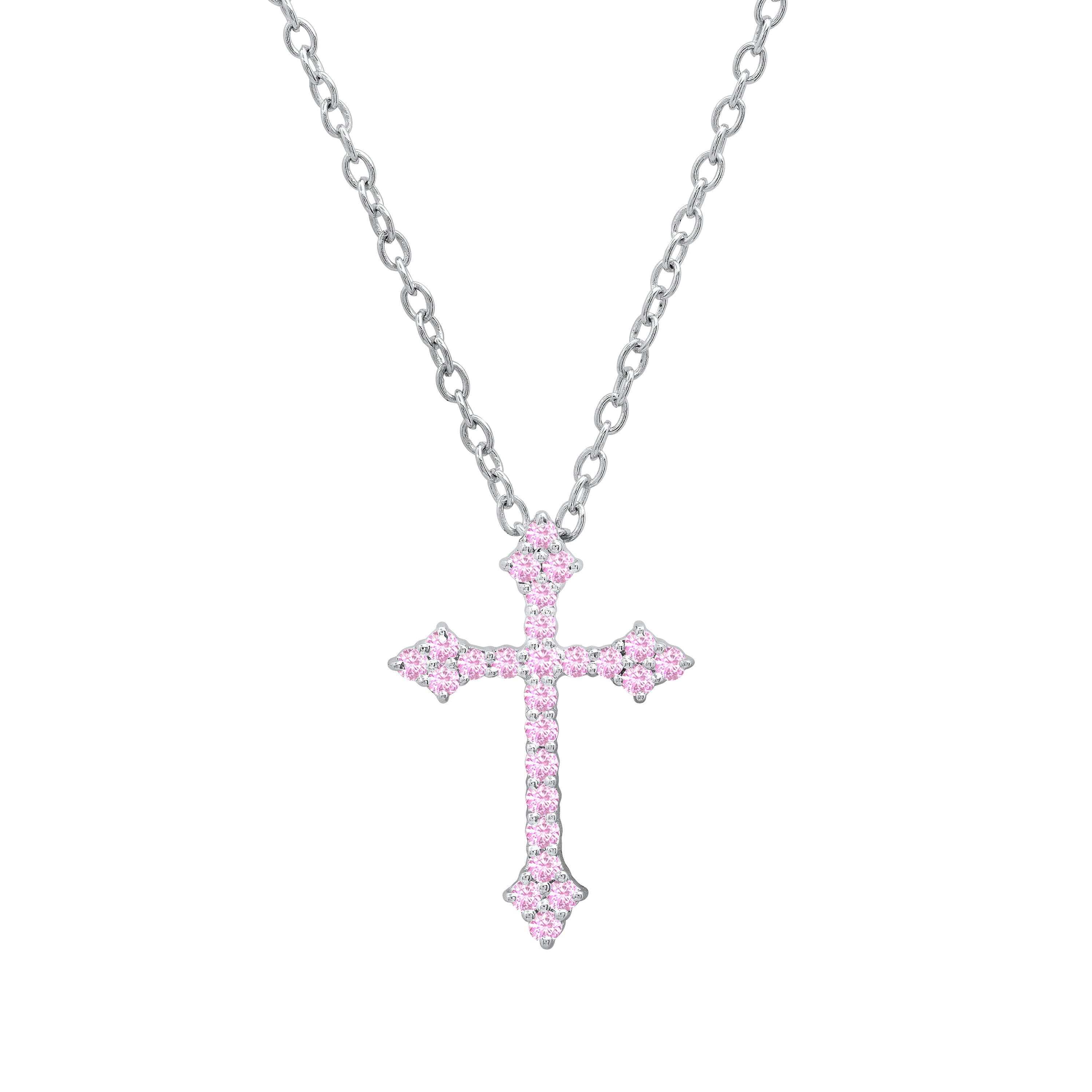 Dazzlingrock Collection Round Pink Sapphire Cross Pendant for Women ...