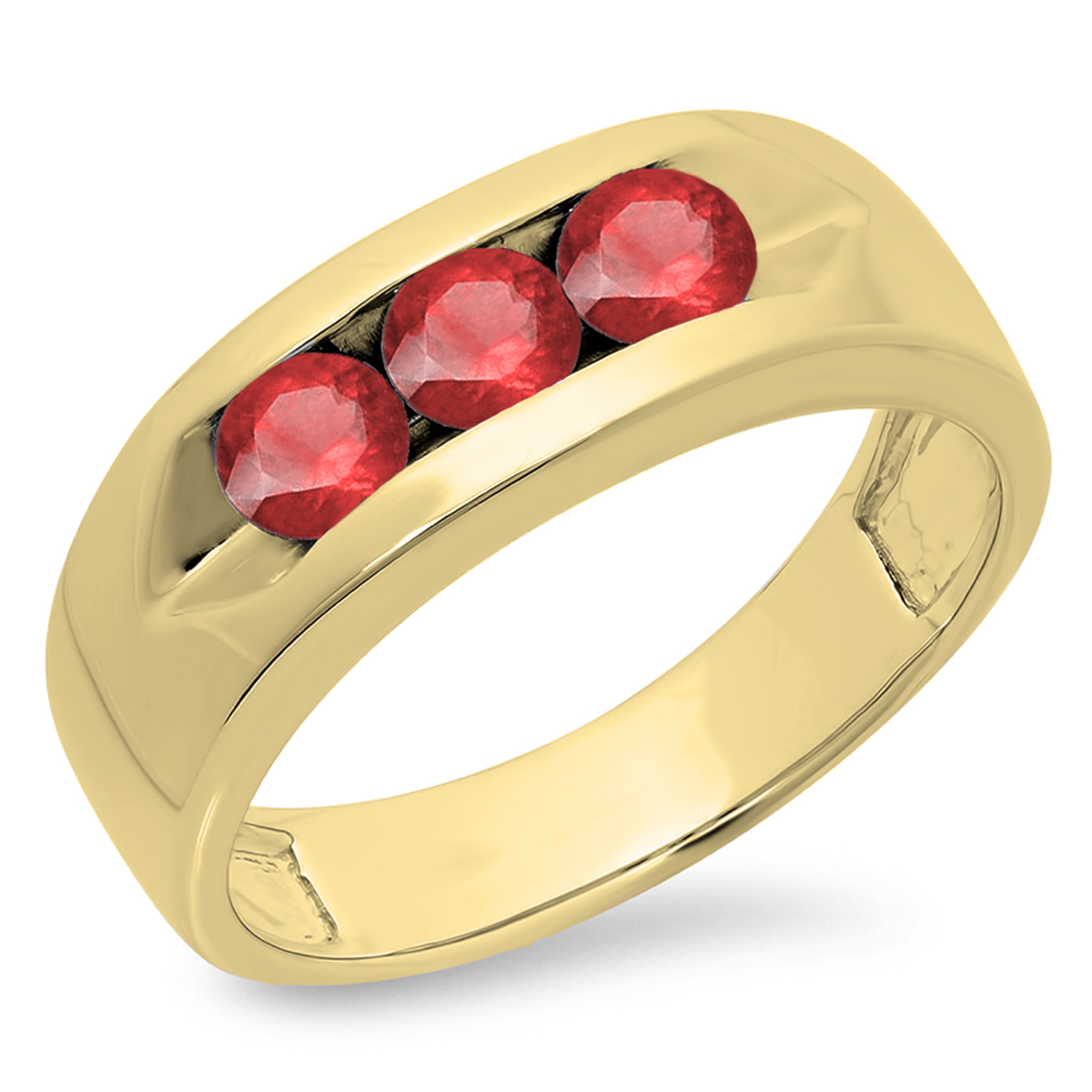 Dazzlingrock Collection Round Ruby Channel Set 3 Stone Anniversary ...