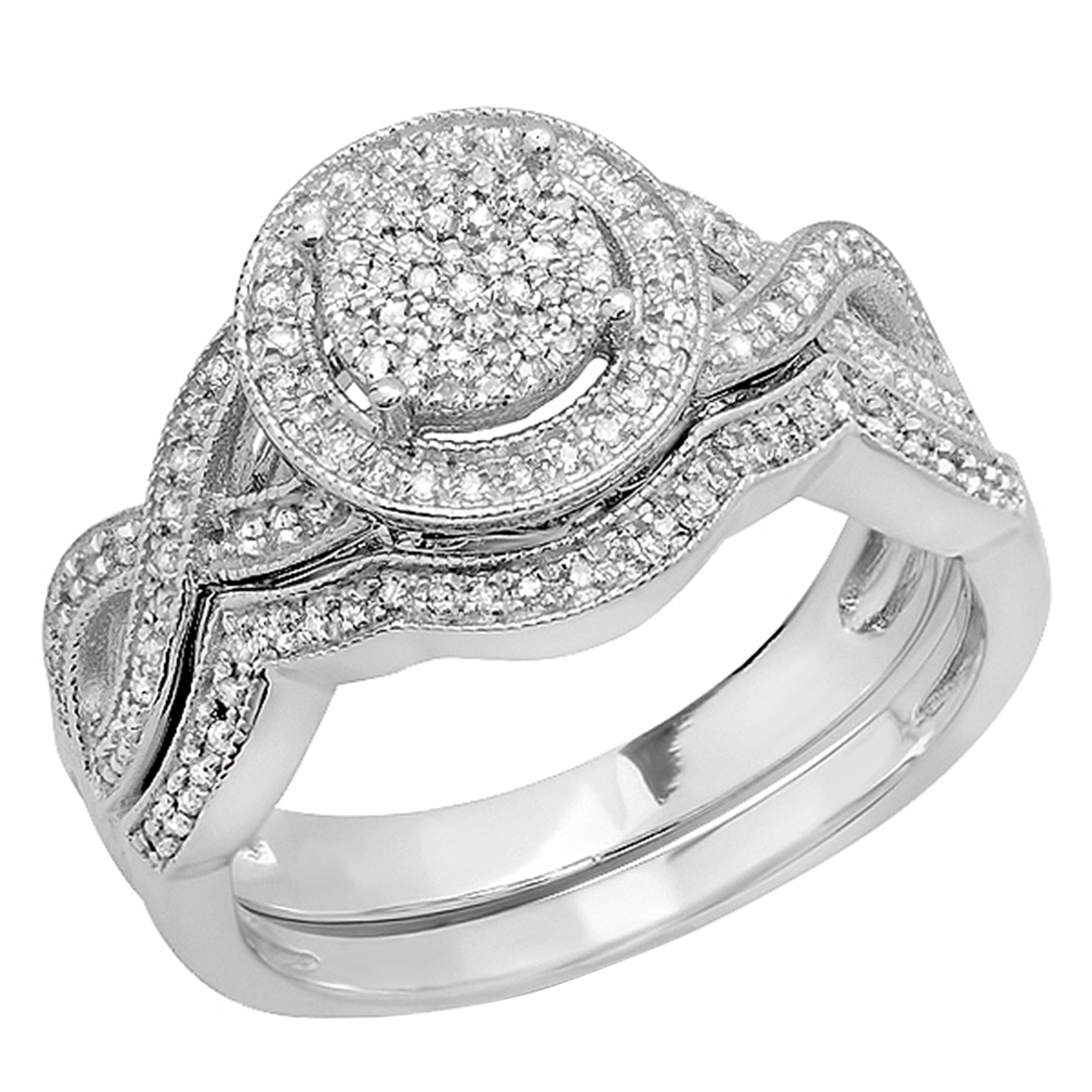 Dazzlingrock Collection Round White Diamond Engagement Ring Set for ...