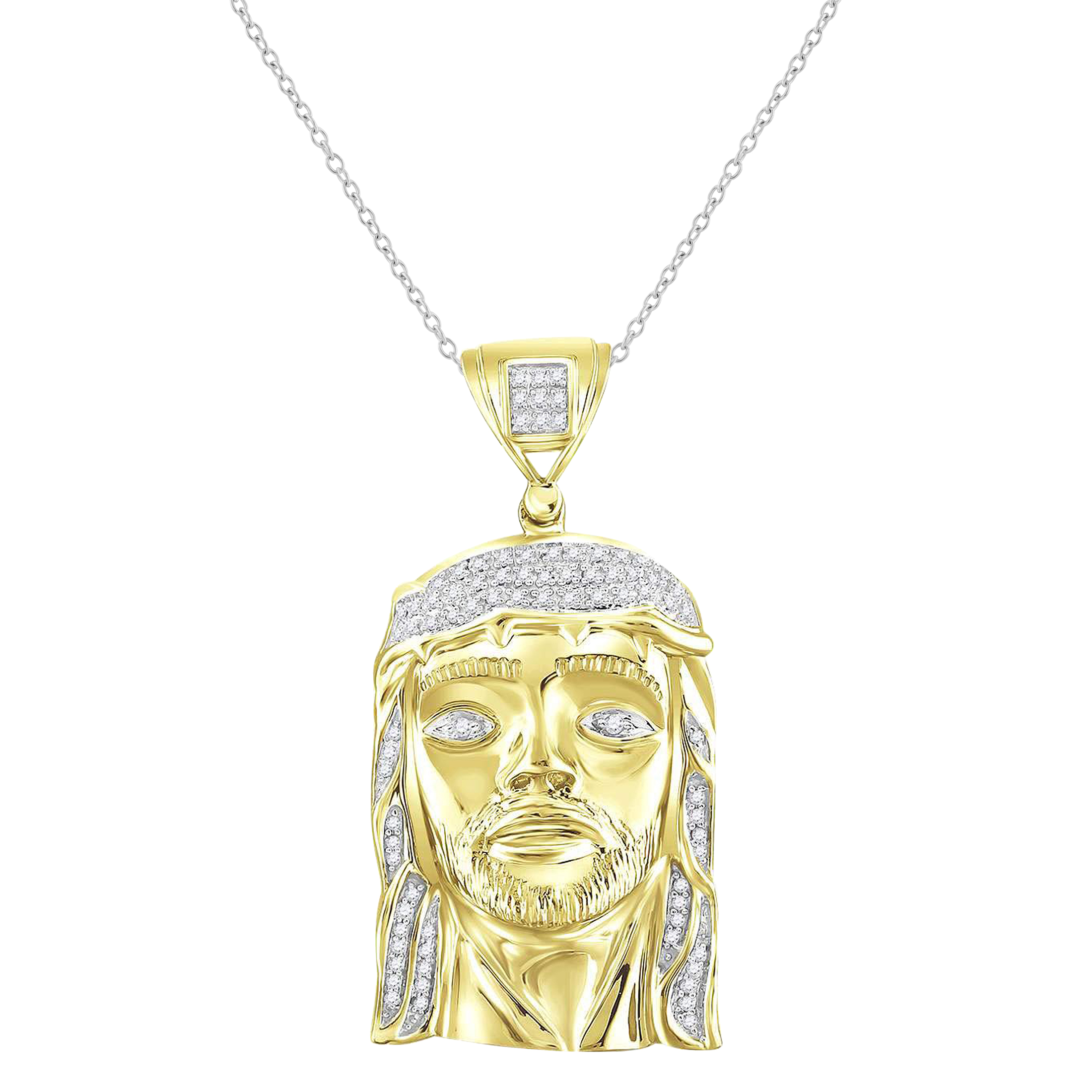 Dazzlingrock Collection Round White Diamond Jesus Face Christ Charm ...