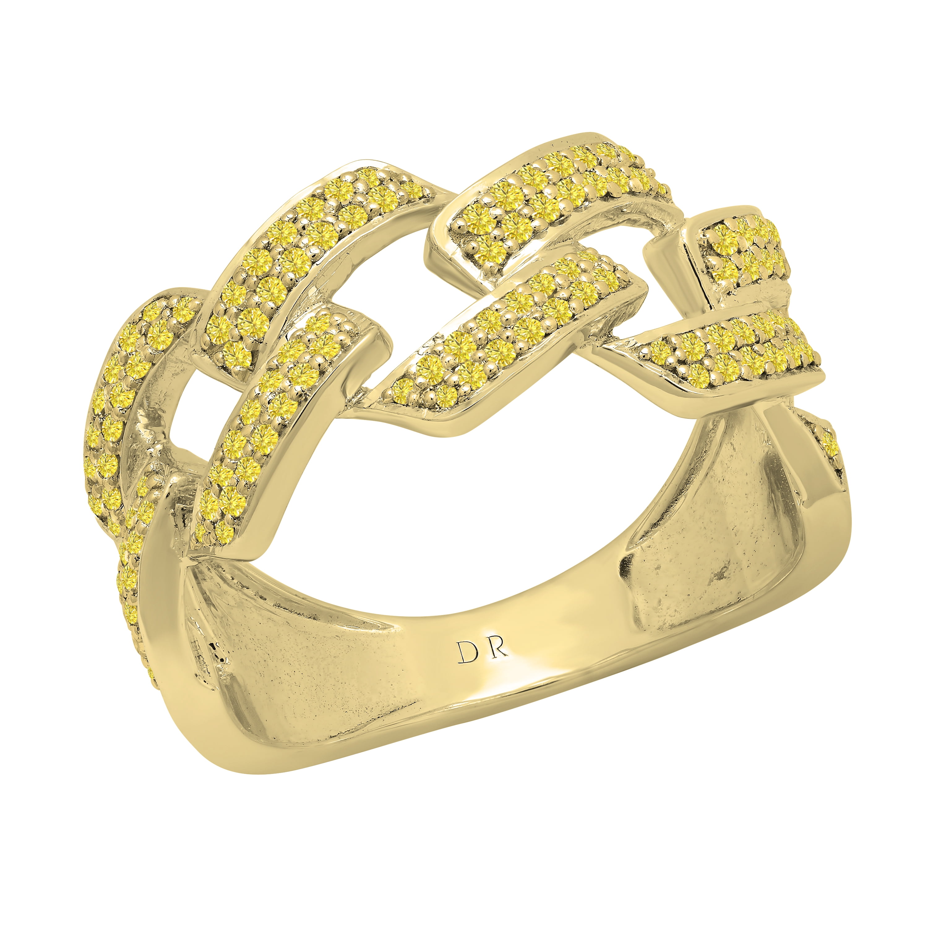 Dazzlingrock Collection Round Yellow Diamond Out Bling Cuban Link Band ...