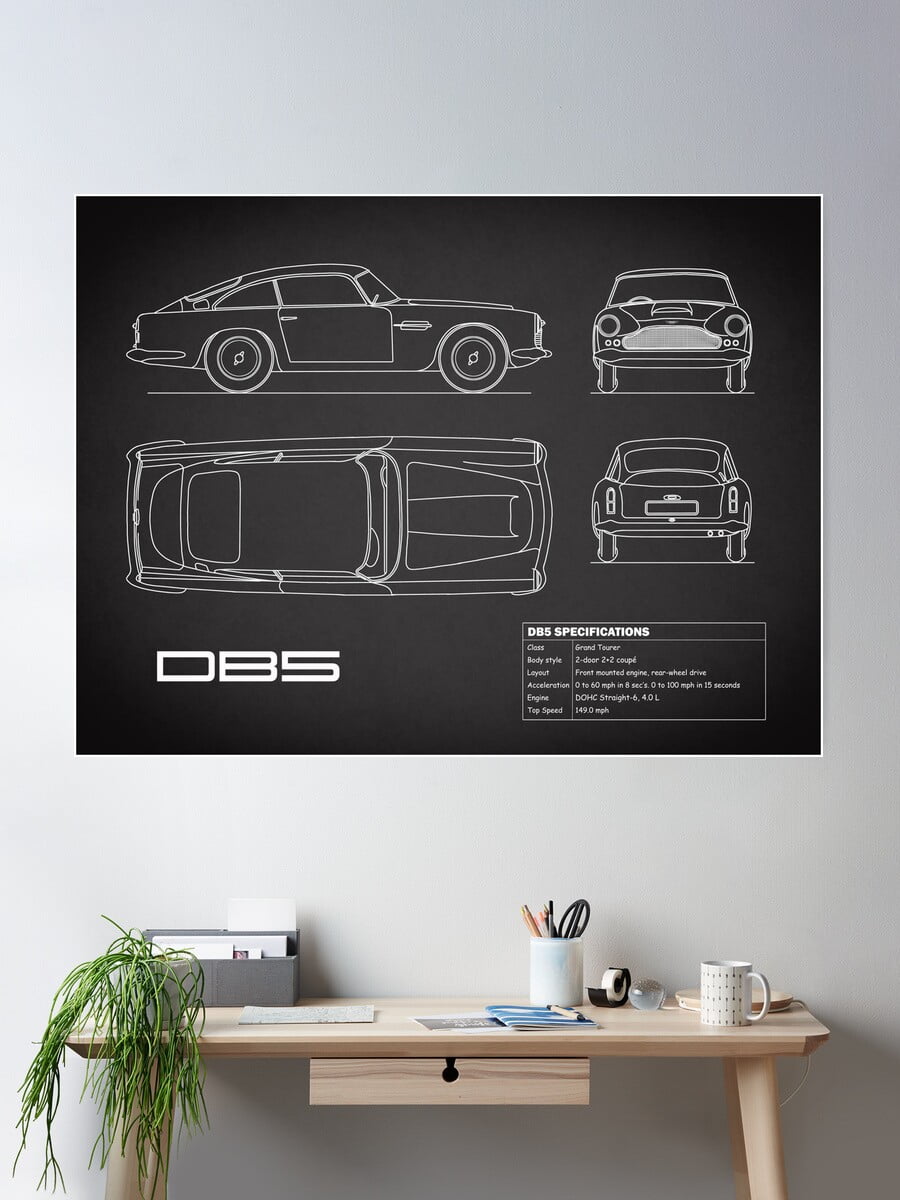 Db5 Blueprint Poster Wall Art, Modern Wall Decor For Living Room ...