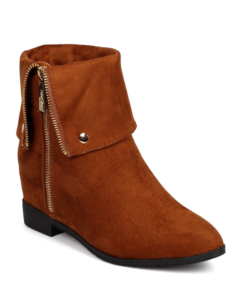 DbDk DK78 Women Suede Pointy Toe Snap Cuff Wedge Bootie - Walmart.com