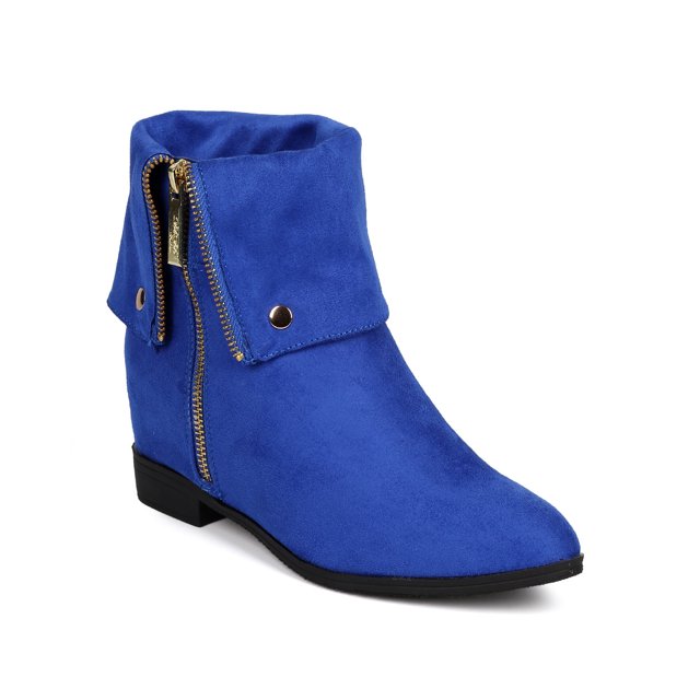 DbDk DK78 Women Suede Pointy Toe Snap Cuff Wedge Bootie - Walmart.com
