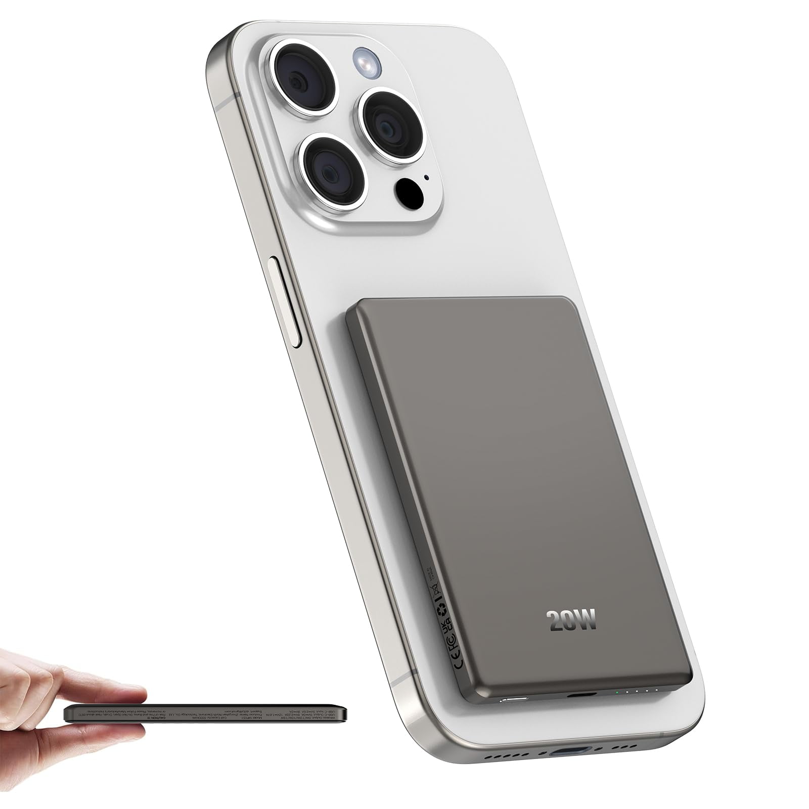 Dbasne Magnetic Portable TWE5 Charger, 5,000mAh Mag-Safe Slim Wireless ...