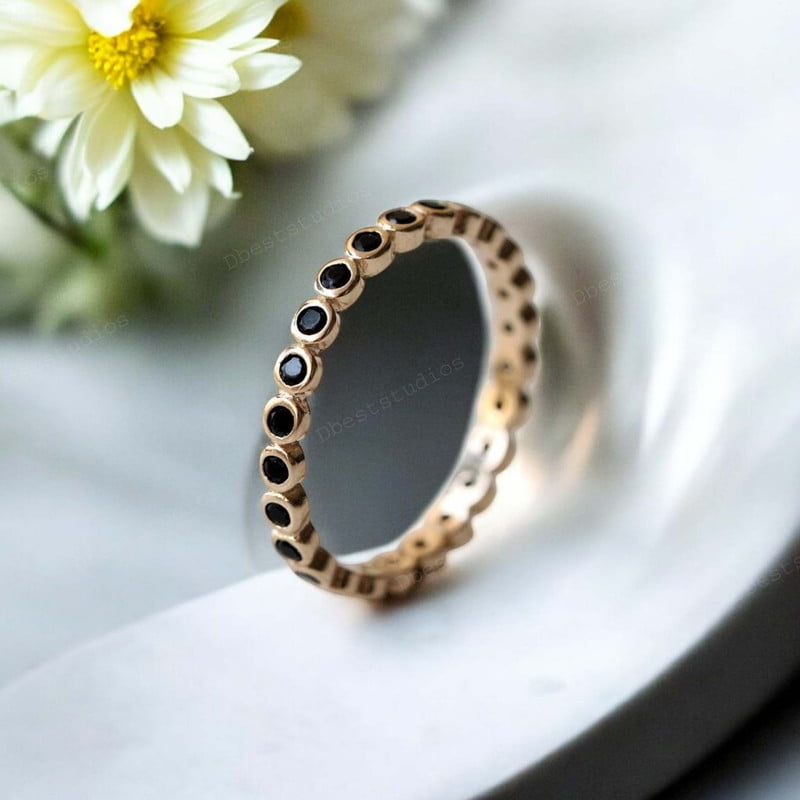 Dbeststudios 2 MM / Black Onyx Eternity Thin Wedding Ring Band Silver ...