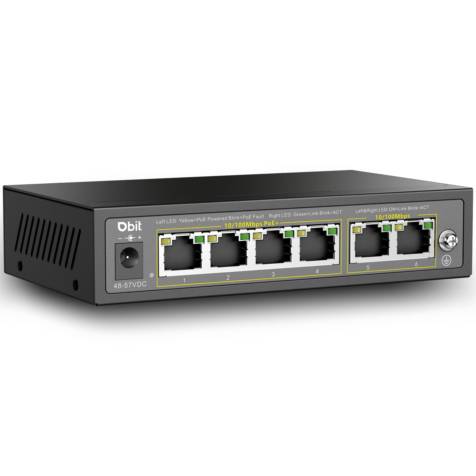 Dbit 6-Port Ethernet PoE Switch with 4 Ports PoE+, 2 Fast Ethernet ...