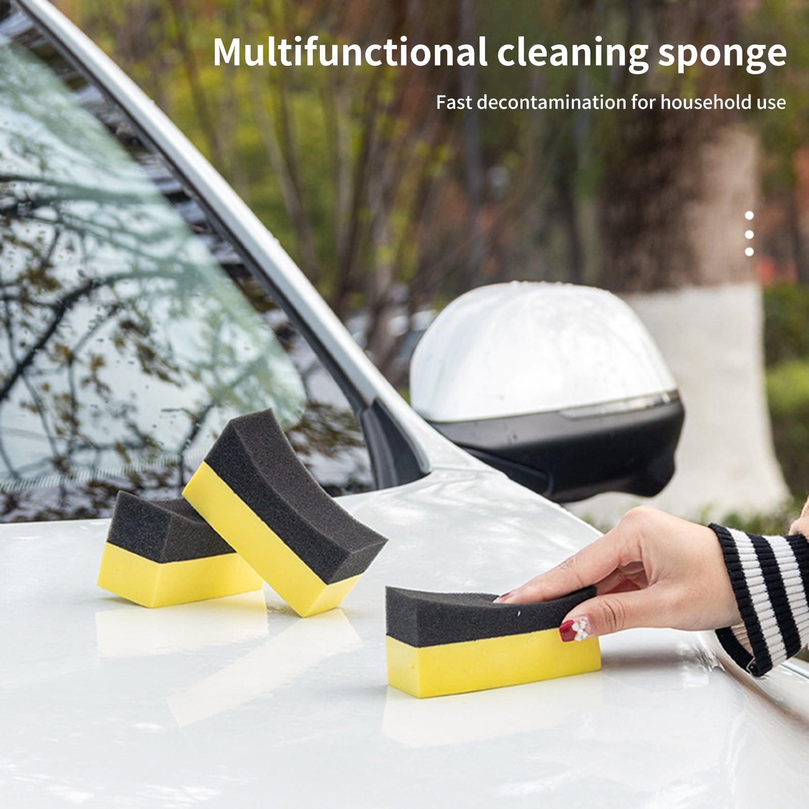 Dbuoem 4Pcs Fast Decontamination Soft Car Cleaning Sponge EVA Composite ...