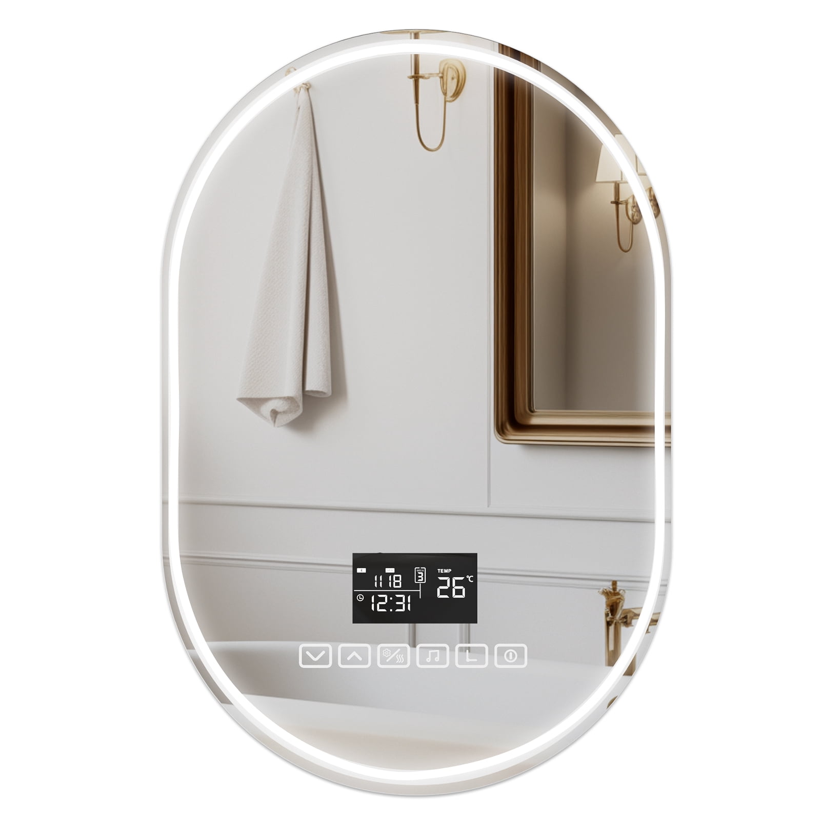 Dbuoem 60x90cm Smart Bathroom Mirror Light,Wall-Mounted Vanity Mirror ...