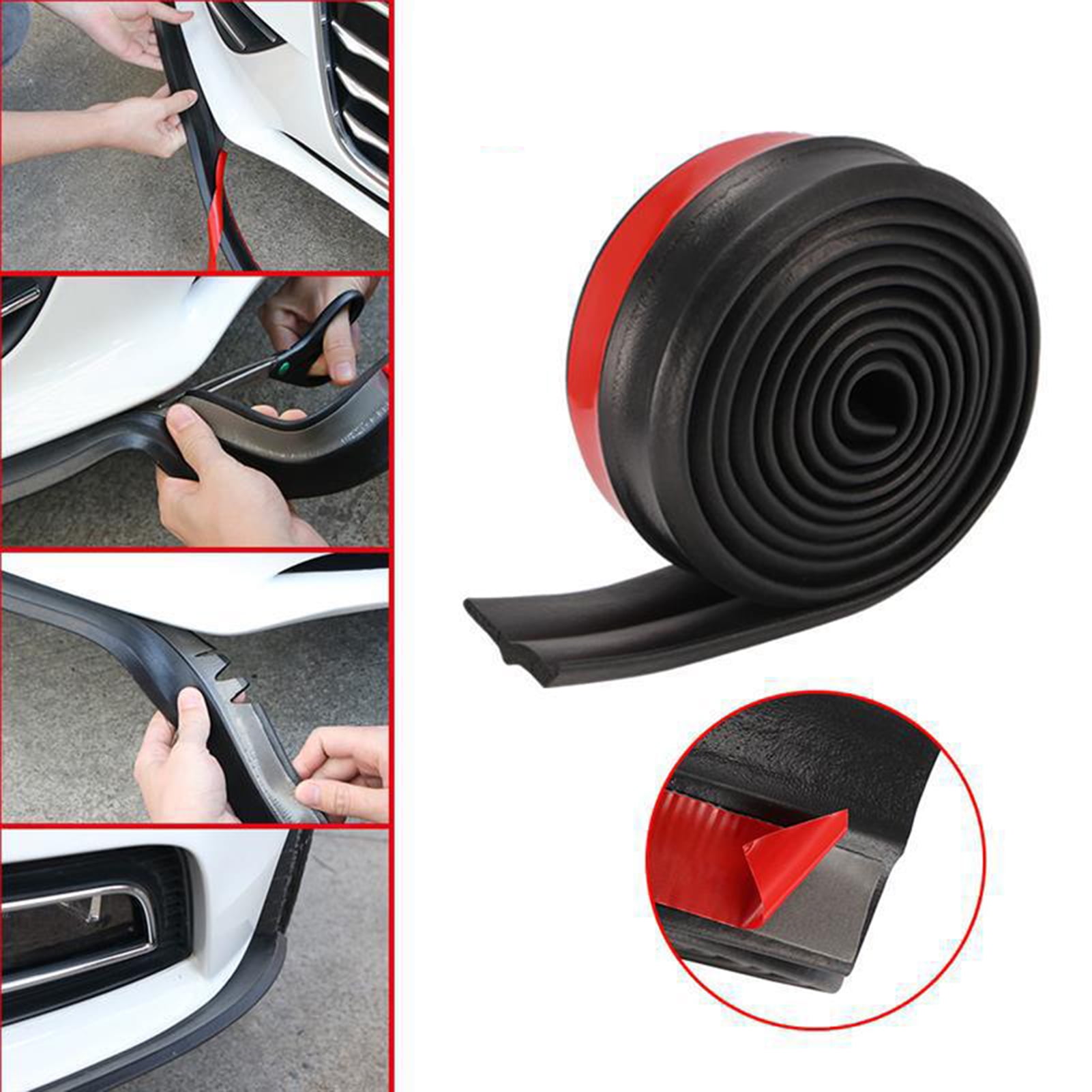 Dbuoem Car Front Lip Spoiler Universal Flexible EPDM Material Easy ...