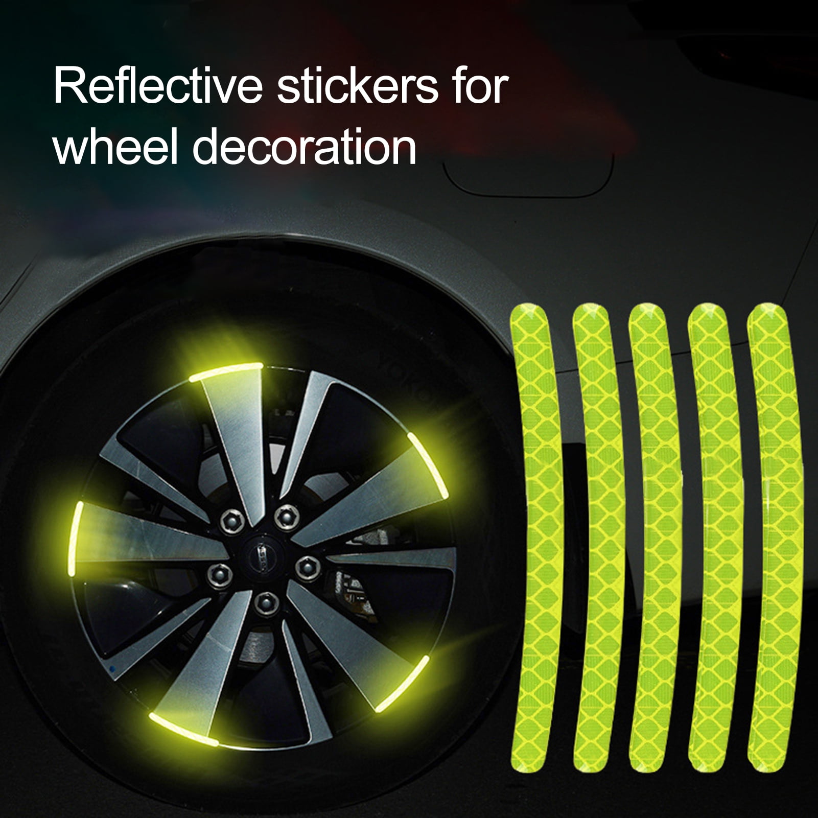Dbuoem Car Wheel Sticker Reflective Stripe Car Wheel Hub Sticker ...