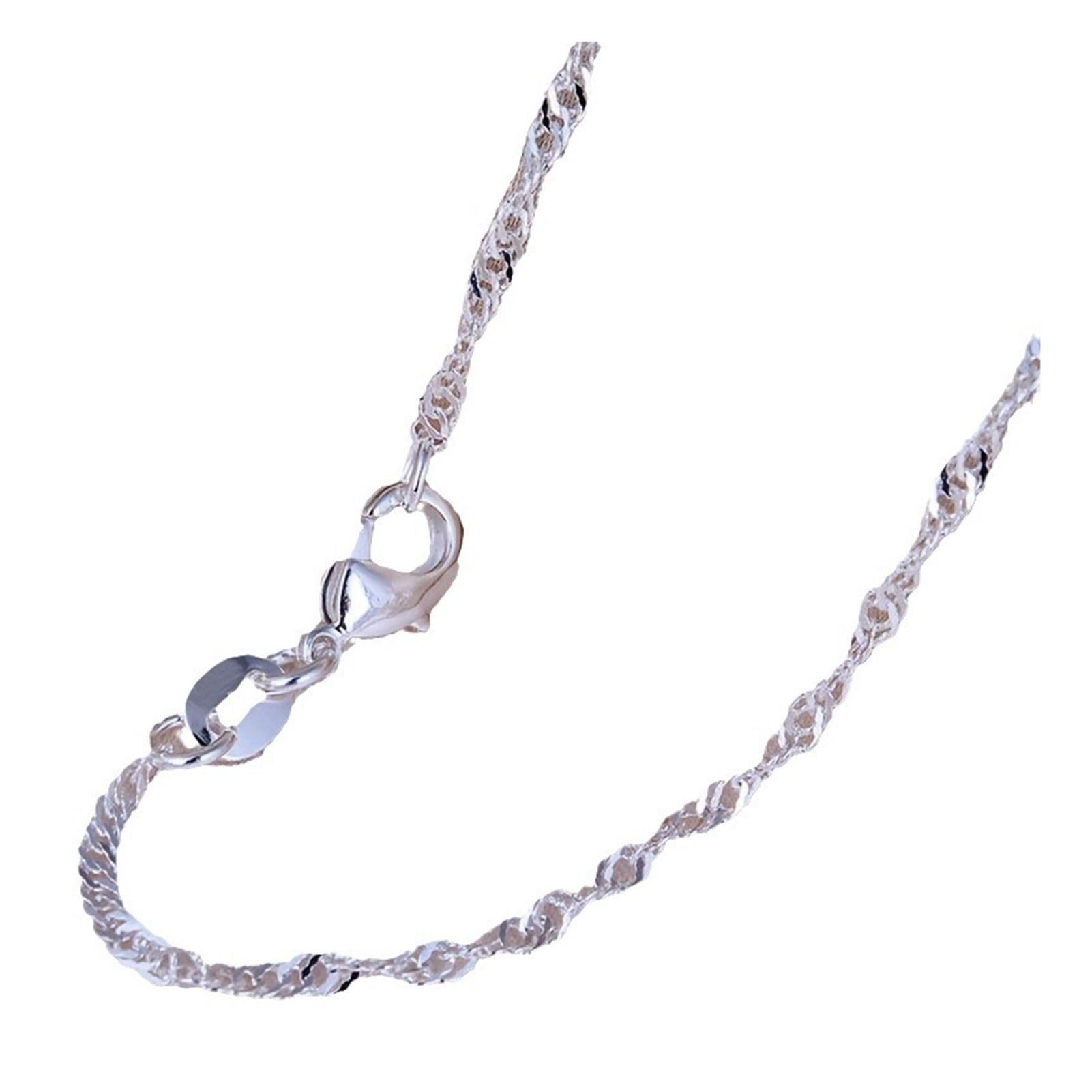 Dbuoem Chain Necklace for Women Silver Water Wave Chain Necklace Trendy ...