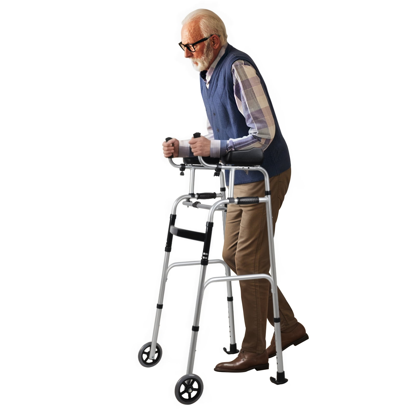Dbuoem Folding Walker,Upright Walkers for Seniors,Heavy Duty Seniors ...
