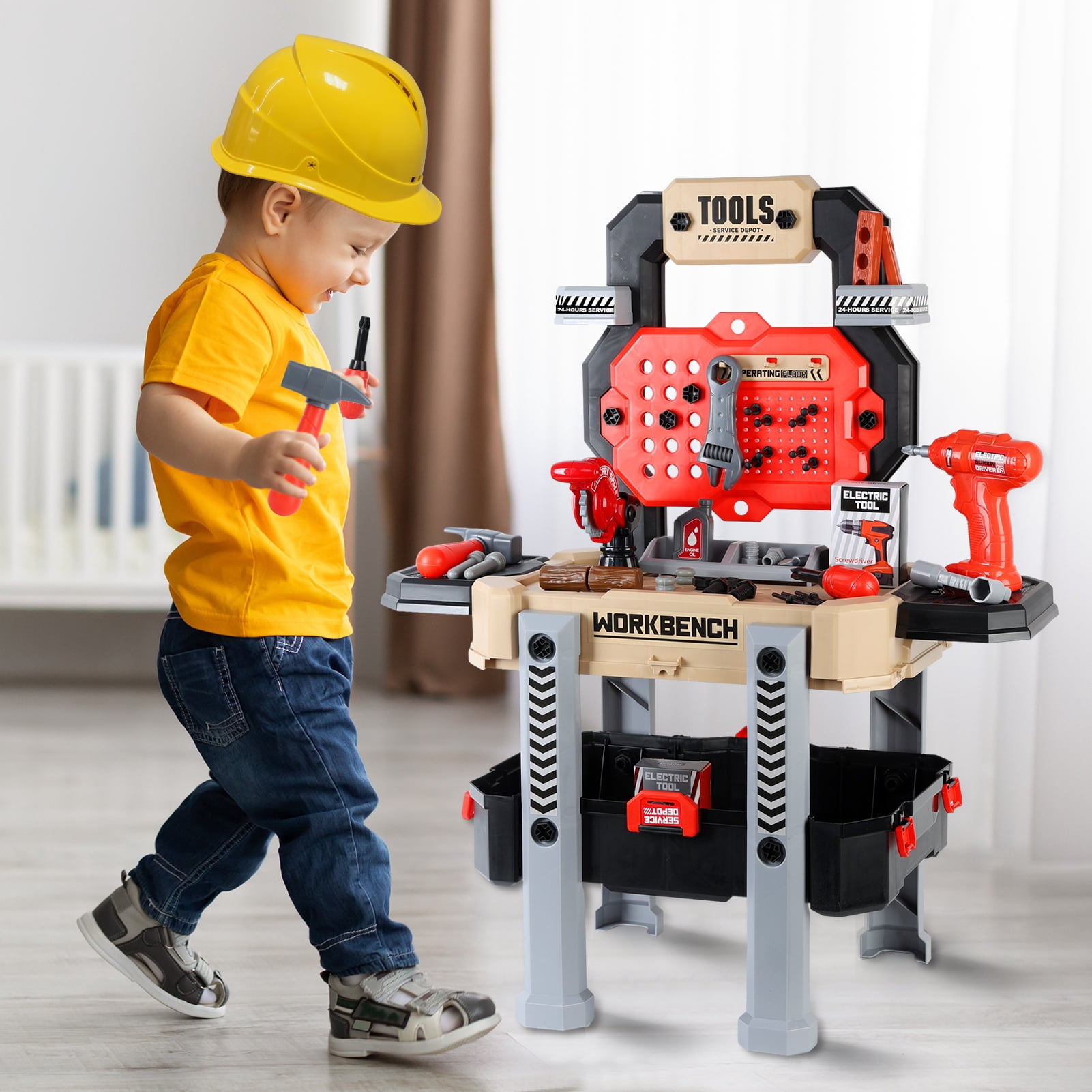Dbuoem Kids Tool toys, Toddler with Electric Drill and 78 Realistic Toy ...