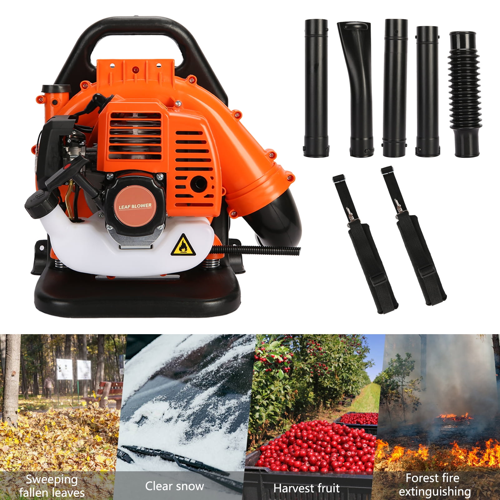 Dbuoem 52CC 2 Stroke Backpack Leaf Blower, Gas Powered, 550CFM Air ...
