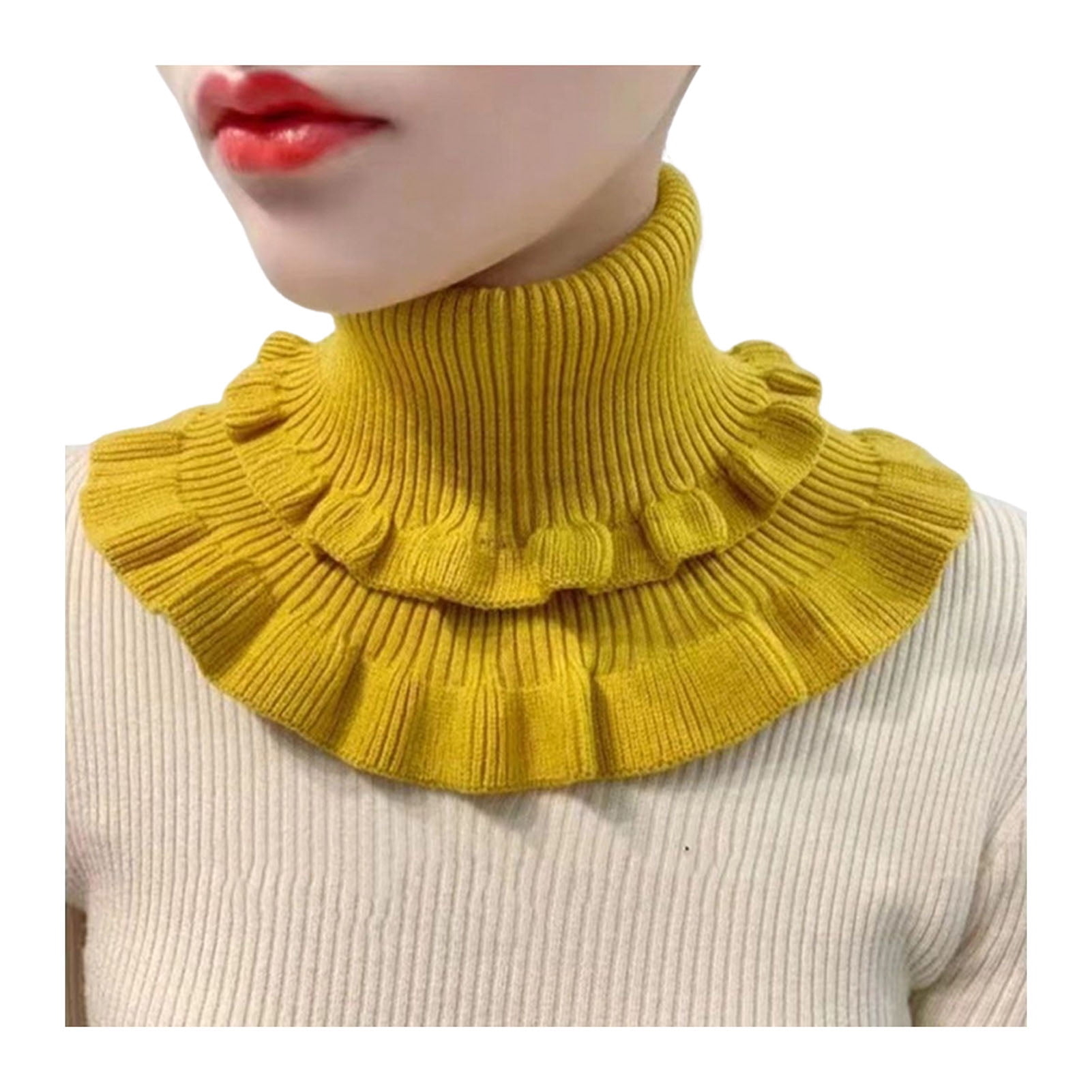 Dbuoem Women Fake Collar Double-Layered Ruffle Trim Autumn Winter False ...