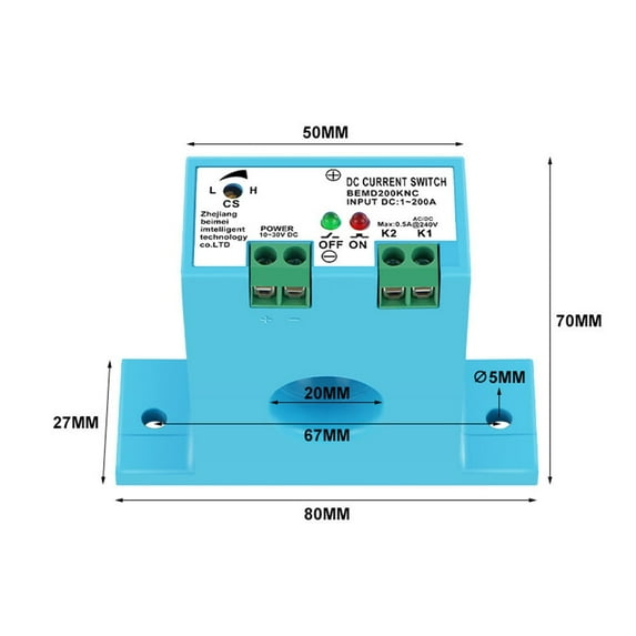 Dc 1-200A Overload Protection Current Relay Detection Overcurrent Alarm ...