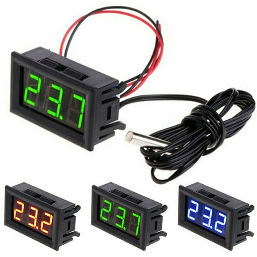 Dc 12V Led Digital Thermometer Temp Sensor Panel Meter 50~110°C ...