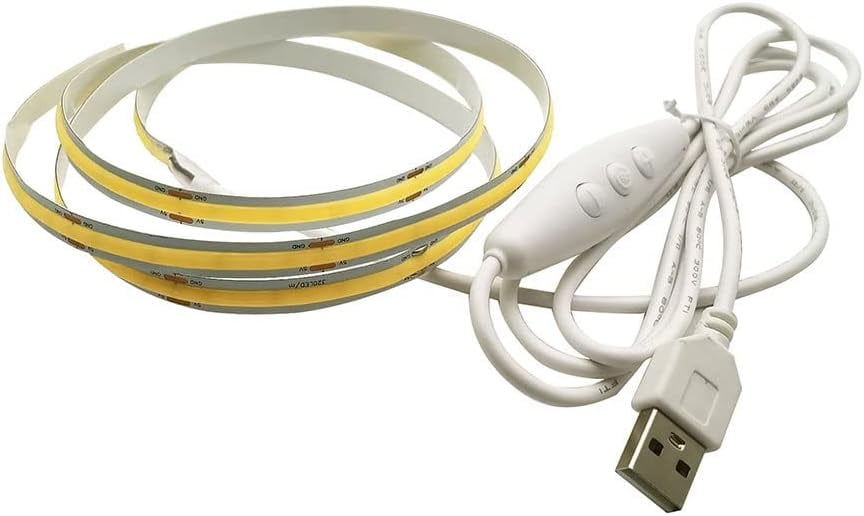Dc 5V Dimmable Fcob Cob Fob Led Strip Lights Usb Powered 3.28Ft 320Leds ...