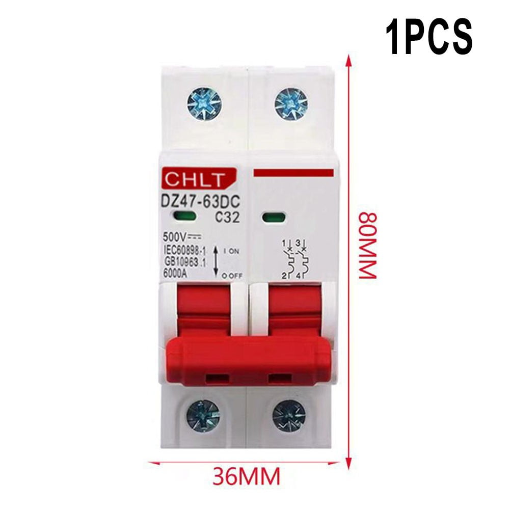 Dc Circuit Breaker 500V 2 Pole Double Mcb Solar Pv 10 16 20 32 40 63 Amp 2P 32A YIWEI - Walmart.com