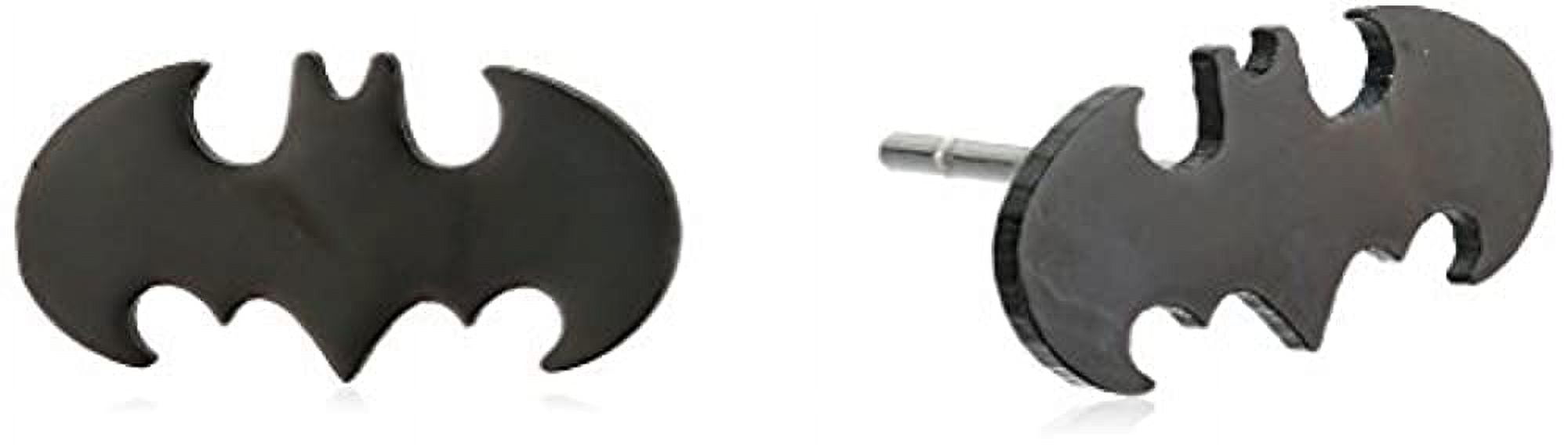 DC Comics Batman Logo Earrings, Black Cutout Stainless Steel Stud ...