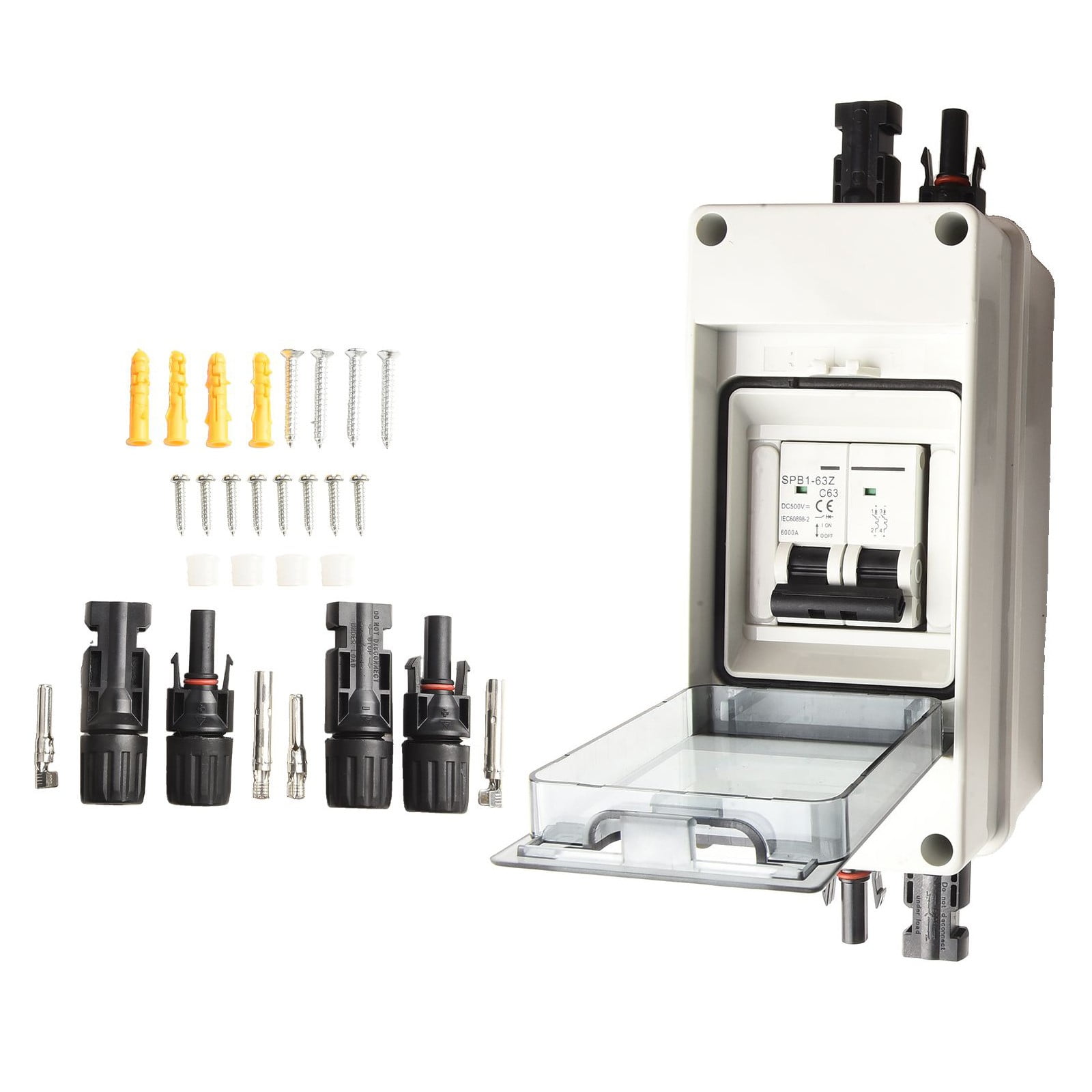 DC Isolator Switch PV Circuit Breaker 2P 63A Combiner Box With Cable ...