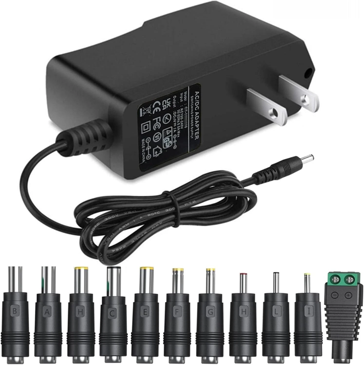 Dc12V Power Supply 1A 12V Ac Adapter With 11 Changeable Dc Plug Tips ...