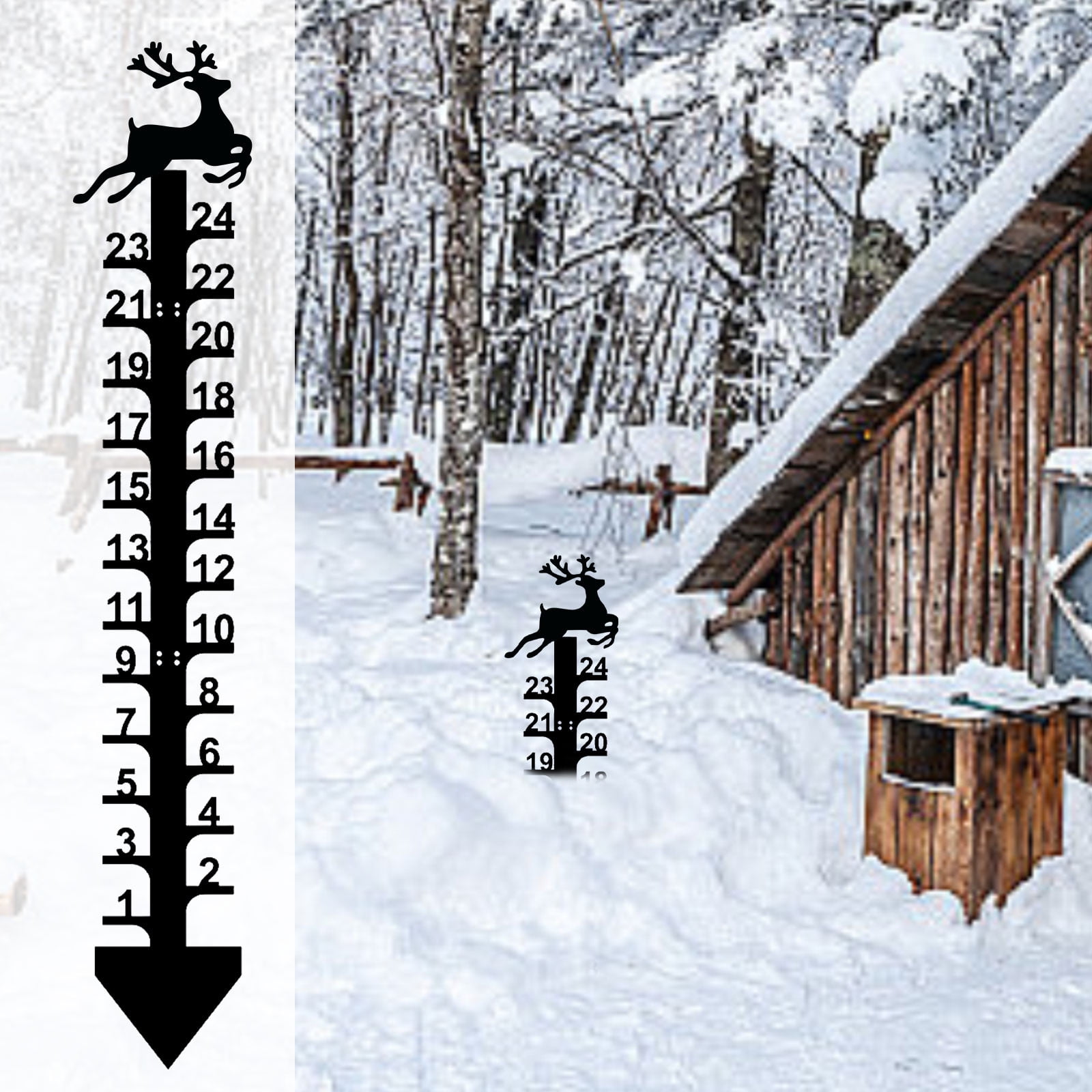 DcGZvy 24 Inch Snow Gauge Outdoor Decorative, Handmade Metal Snow ...