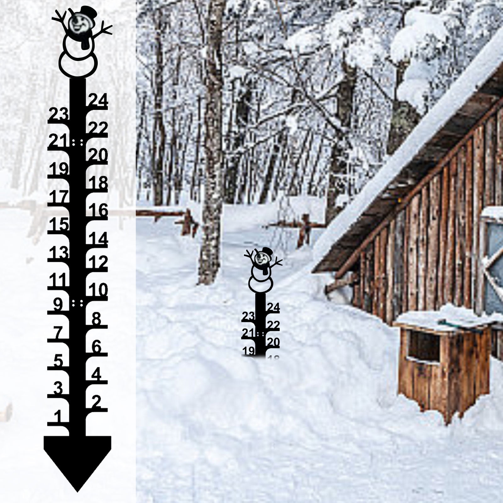 DcGZvy 24 Inch Snow Measuring Device Winter Yard Stake, Snow Depth ...