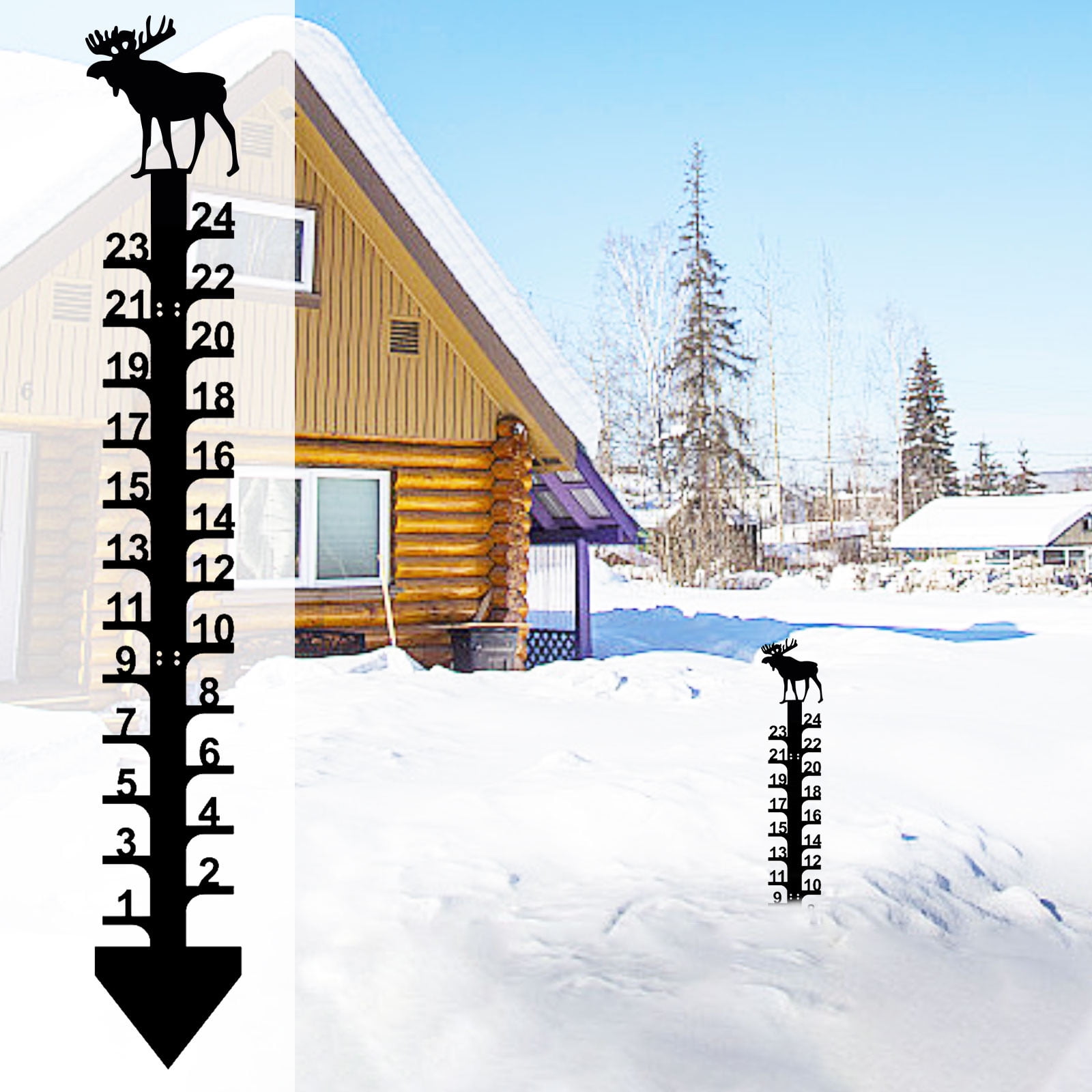 DcGZvy 24 Inch Snow Measuring Stick Snow Gauge Outdoor, Metal Snow ...