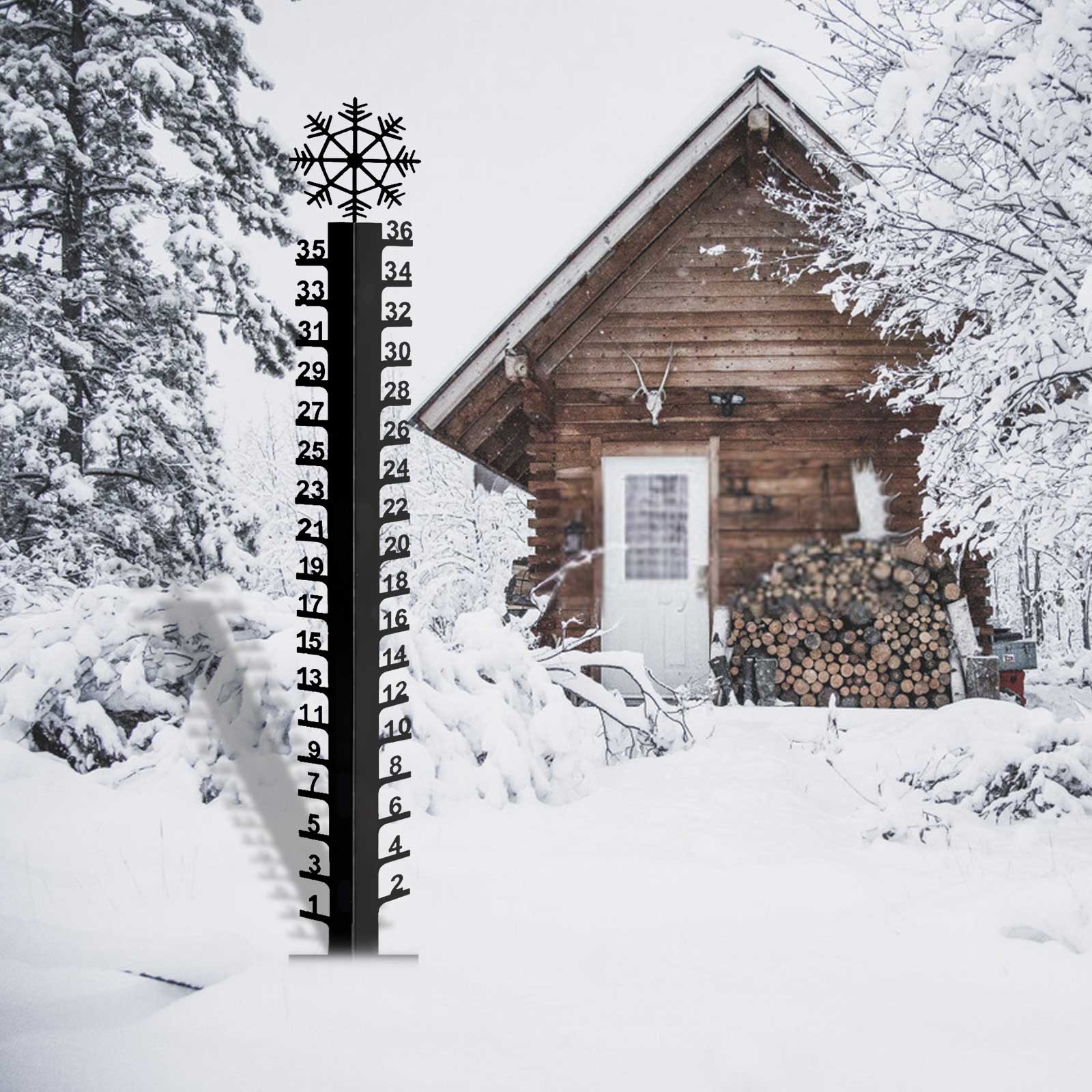DcGZvy 35.4 Inch Metal Yard Stick Decorative Snow Gauge, Christmas ...