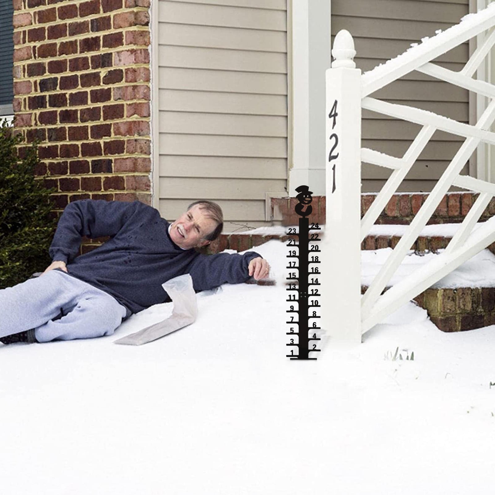 DcGZvy 35.4 Inch Winter Snowflake Ruler Snow Rain Gauge, Christmas Rain ...