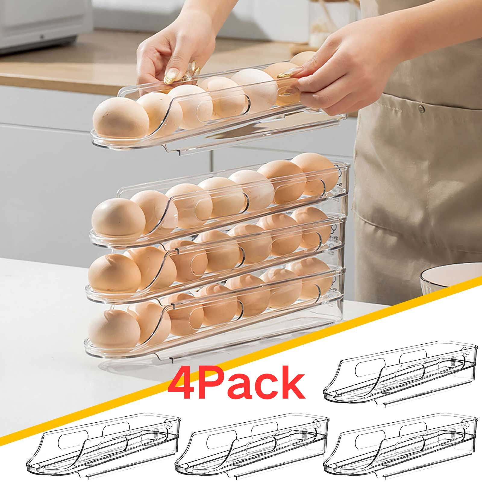 DcGZvy 4PC Egg Dispenser for Refrigerator Egg Storage Rack Egg Basket ...