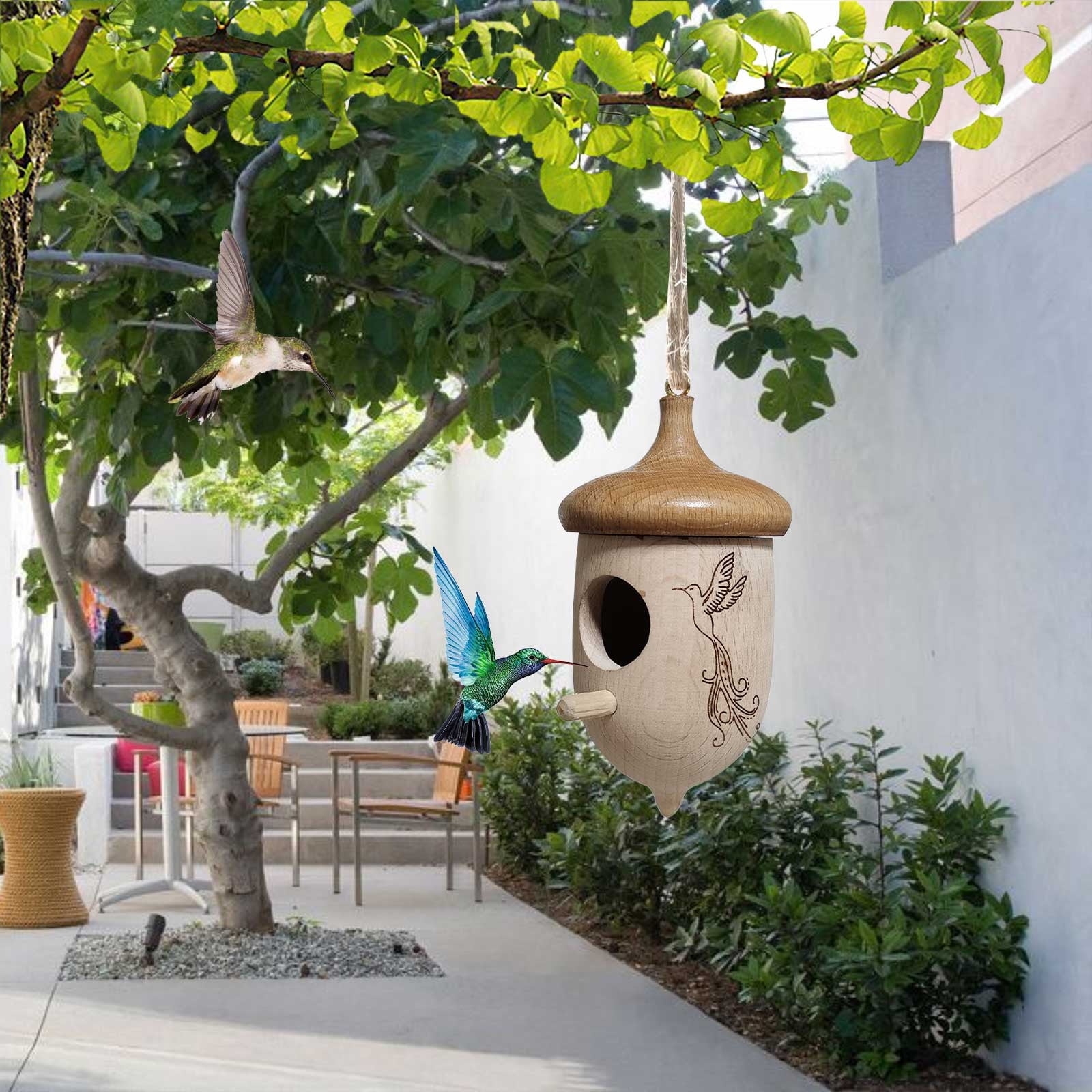 DcGZvy Bird Feeders for Outdoors Hummingbird Feeder Wooden Hanging Bird ...