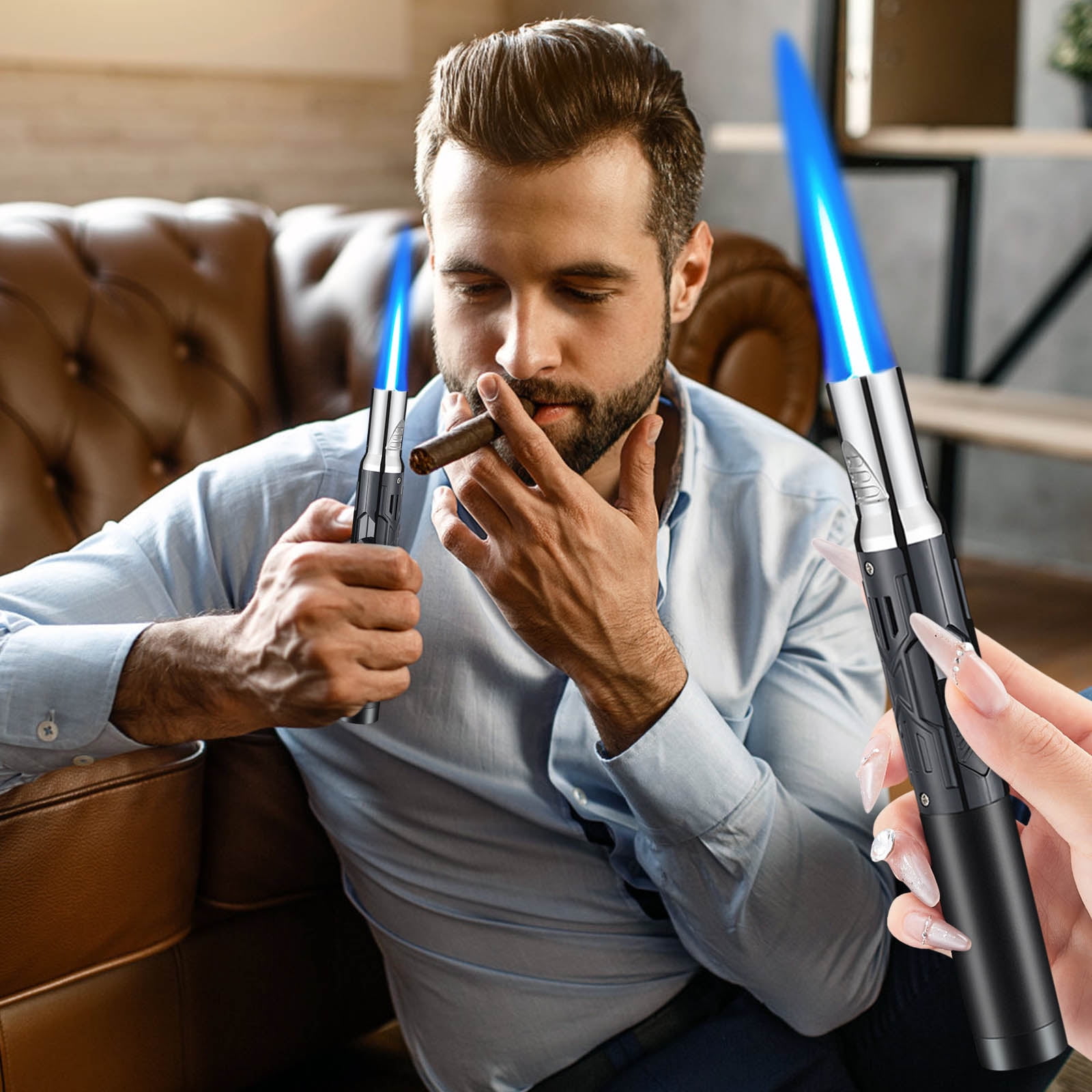 DcGZvy Butane Lighters for Men Torch Cigar Lighter, Windproof Torch ...