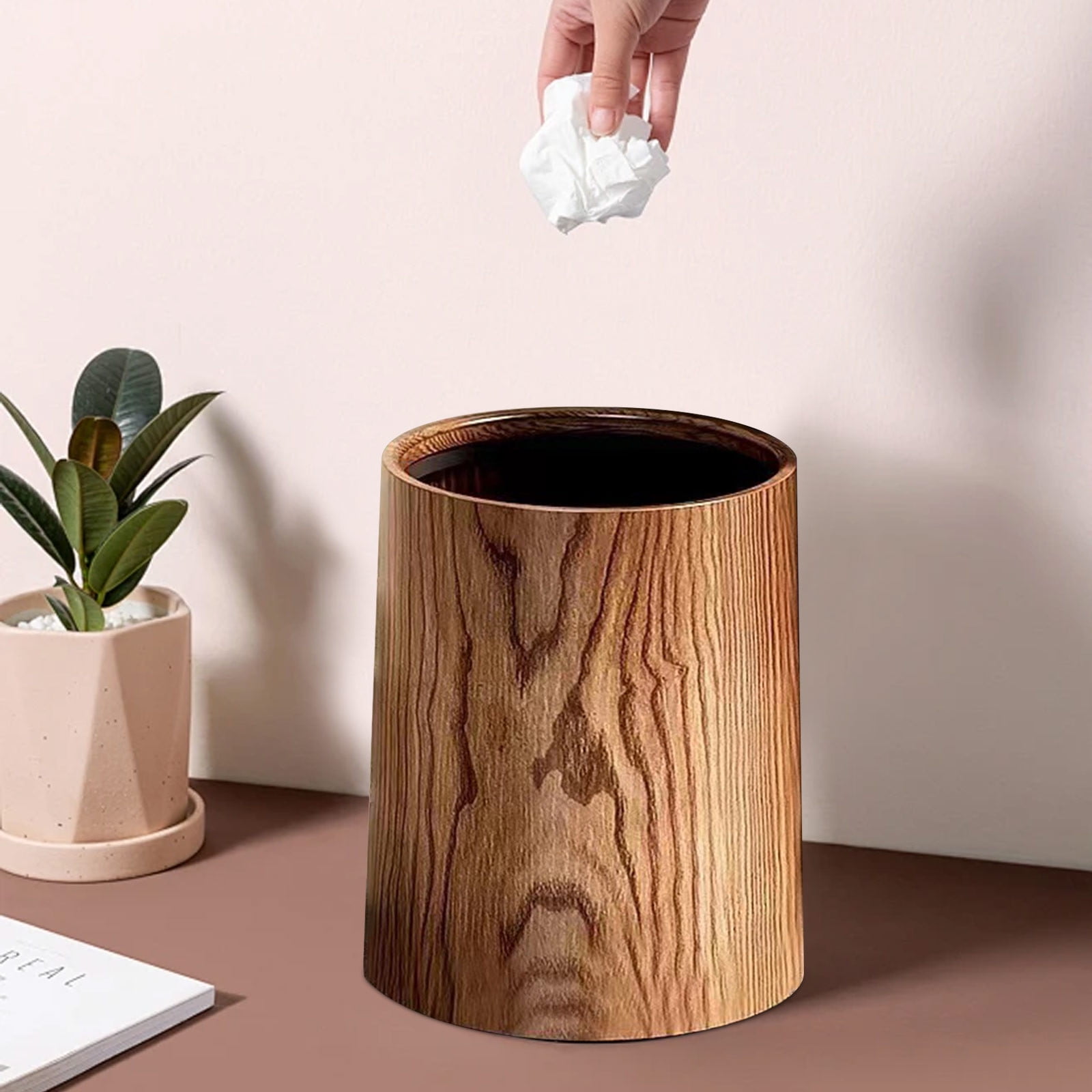 DcGZvy Clearance Indoor Office Trash Can 2024 Household Trash Bin Wood ...