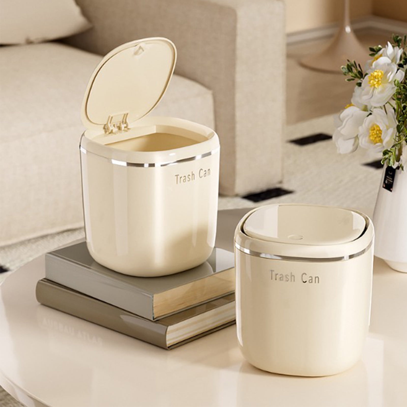 DcGZvy Desktop Trash Can Plastic Trash Can Office Garbage Can Small ...