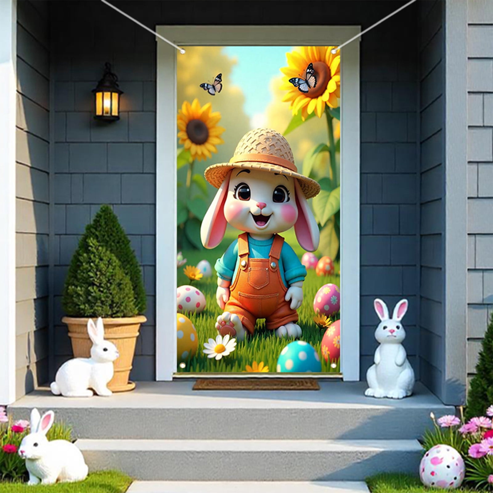 DcGZvy Easter Decorations Easter Door Covers 35*71in Easter Front Door ...