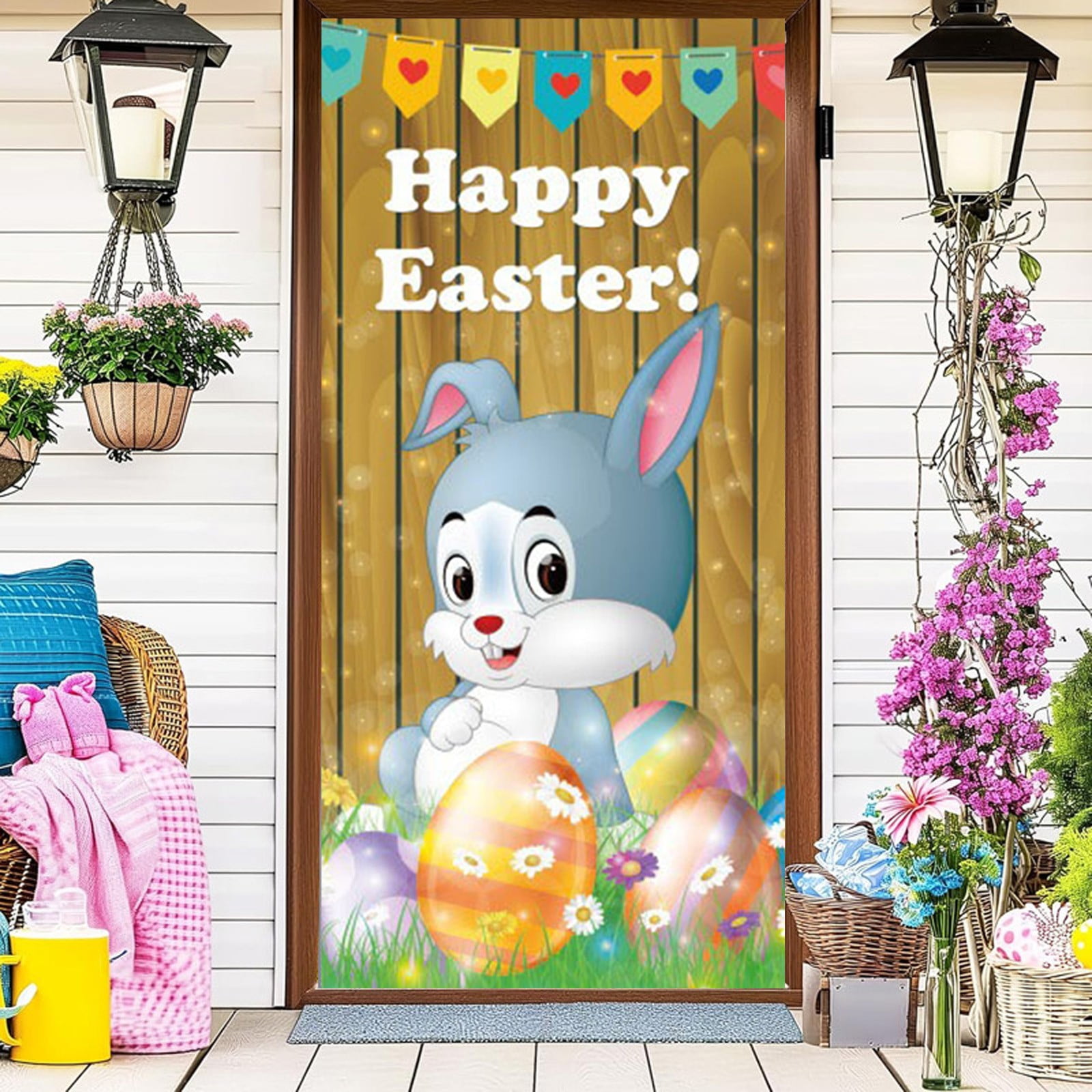 DcGZvy Easter Front Door Cover 35*71 in Happy Easter Sign Spring Door ...