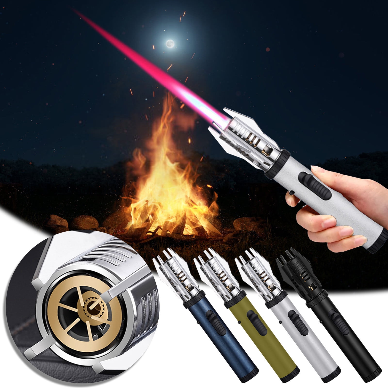 DcGZvy Torch Lighter Bright Fire Lighter with Safety Lock Refillable ...