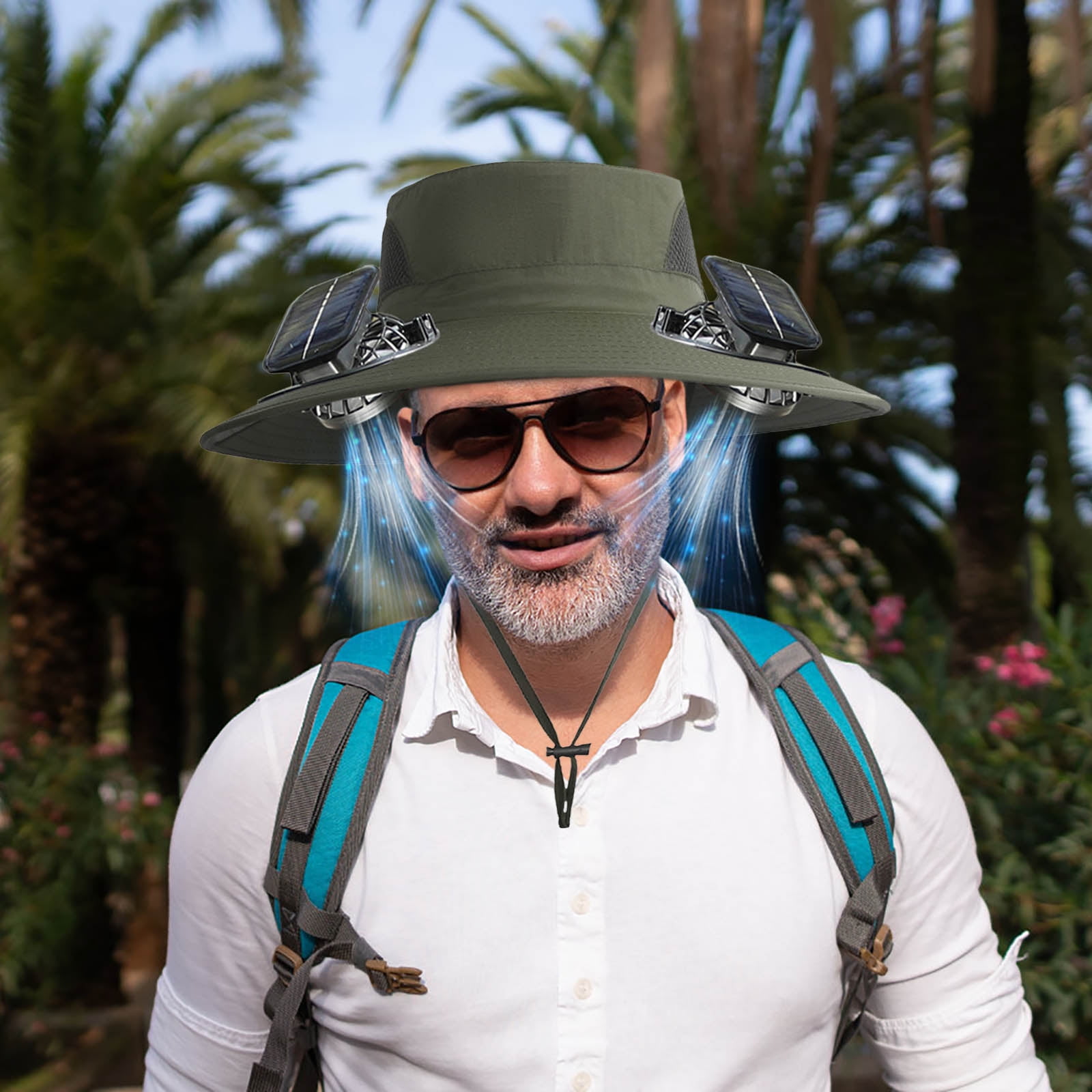 DcGZvy Wide Brim Solar Fan Hat, Hat with Fans Solar Power, Removable ...