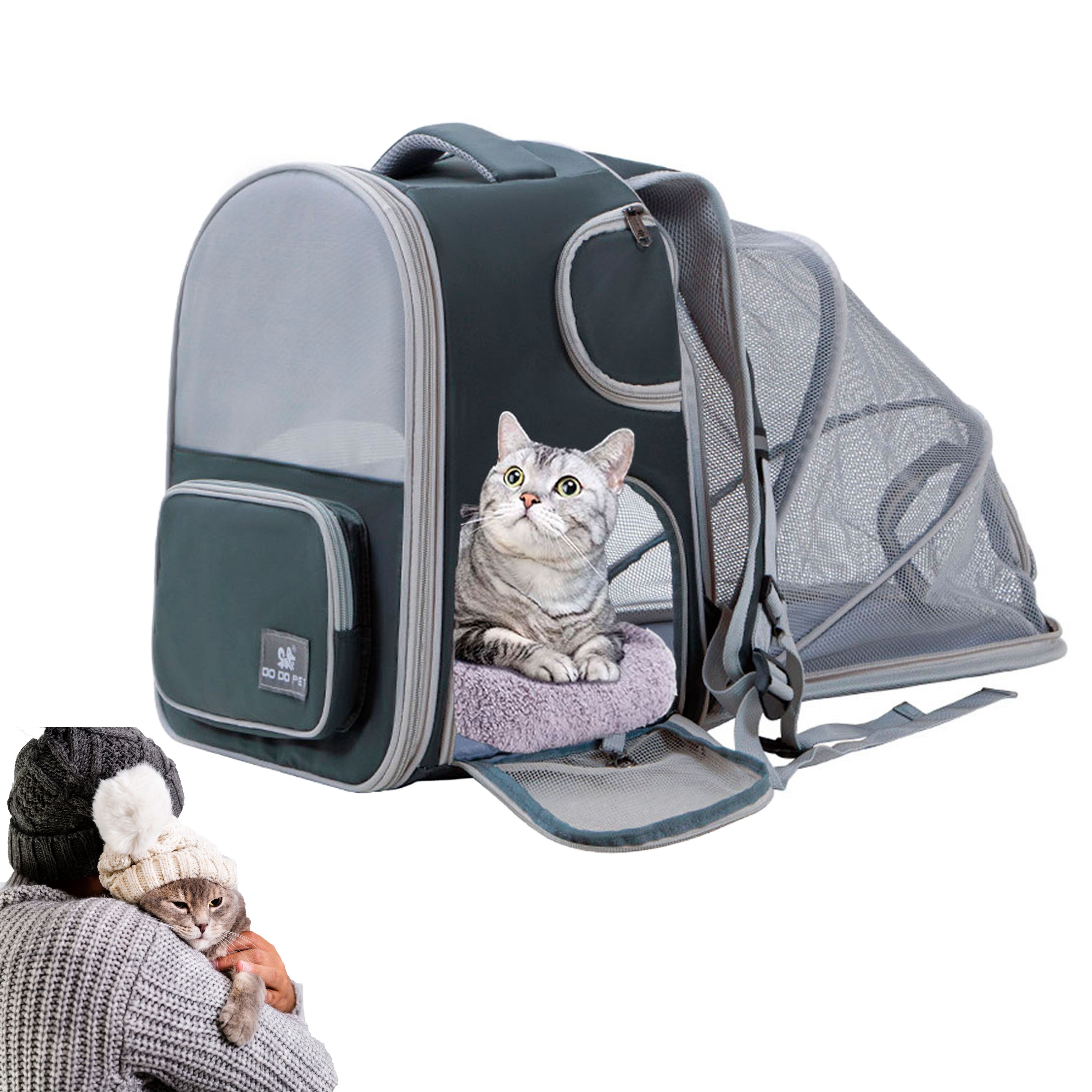 Dcenta Cat Backpack Carrier, Expandable Pet Carrier Backpack with ...