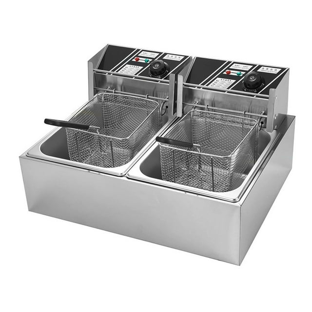 Dcenta Electric Deep Fryer Dual Tank, 2 × 6L 2000W Deep Fryer with ...