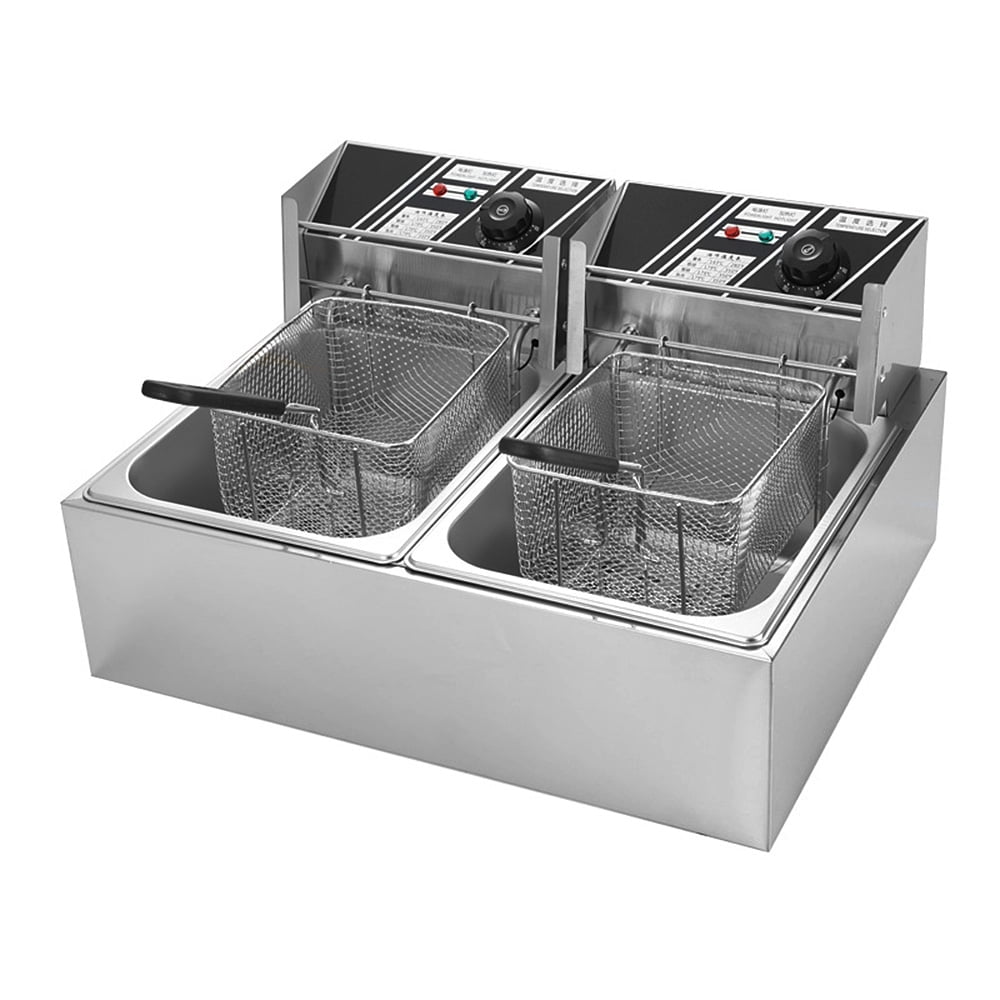 Dcenta Electric Deep Fryer Dual Tank, 2 × 6L 2000W Deep Fryer with ...