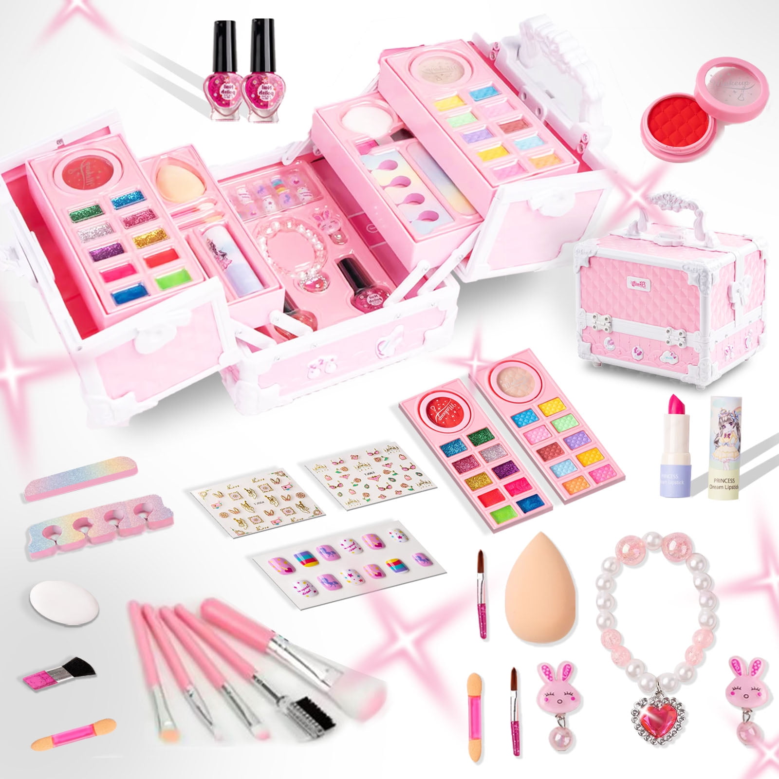 Dcenta Kids Makeup Set for Girls, Washable Makeup Kit Girl Toys for ...