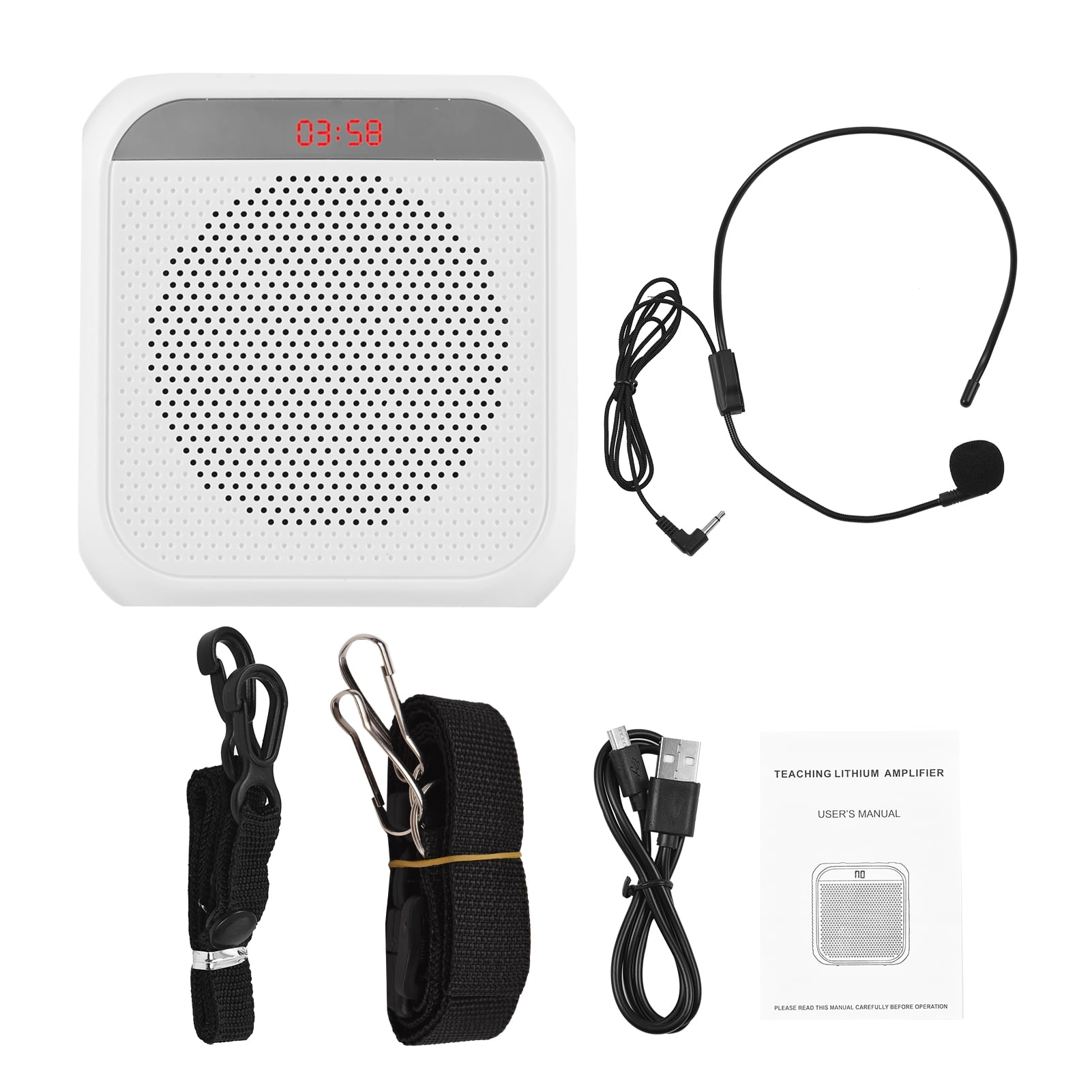 Dcenta Portable Rechargeable Mini Voice Amplifier with Wired Microphone Headset & Waistband ...