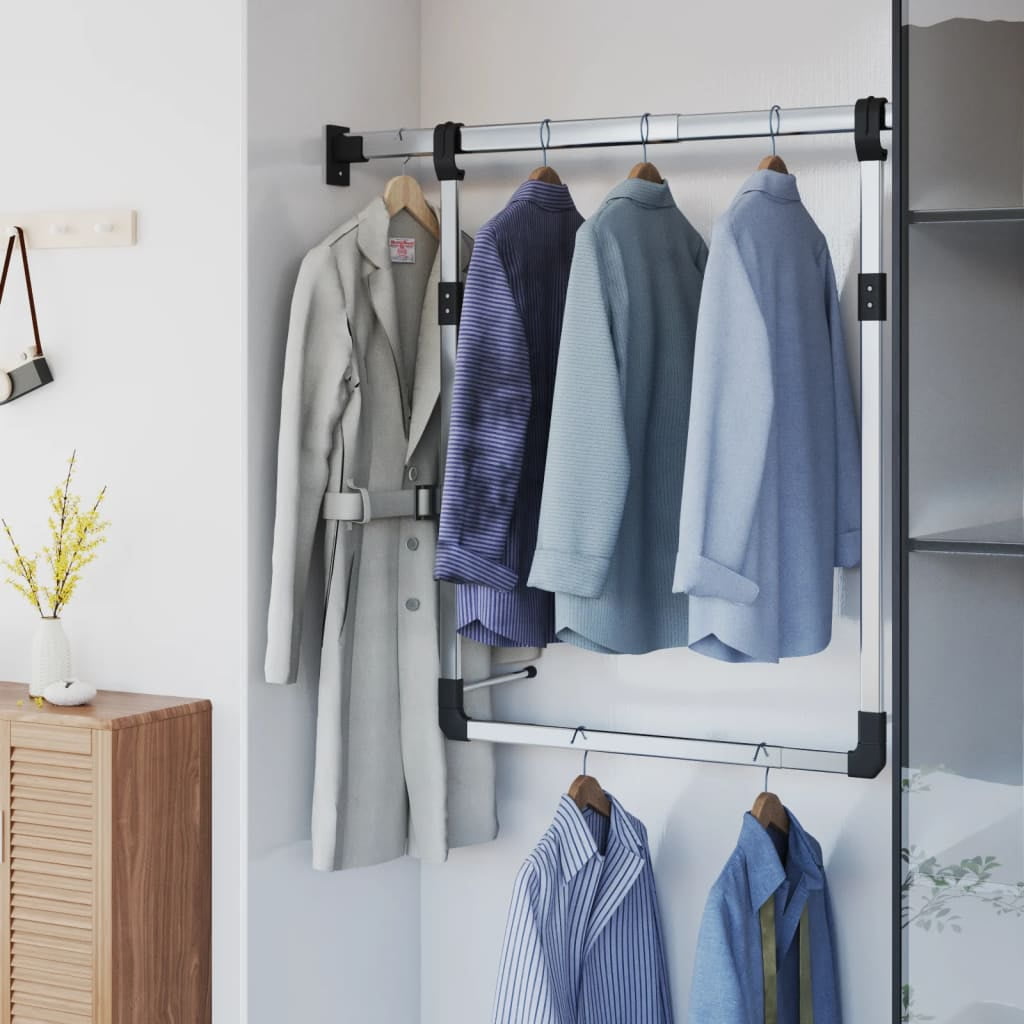 Dcenta Telescopic Wardrobe Hanging Rail Silver - Walmart.com