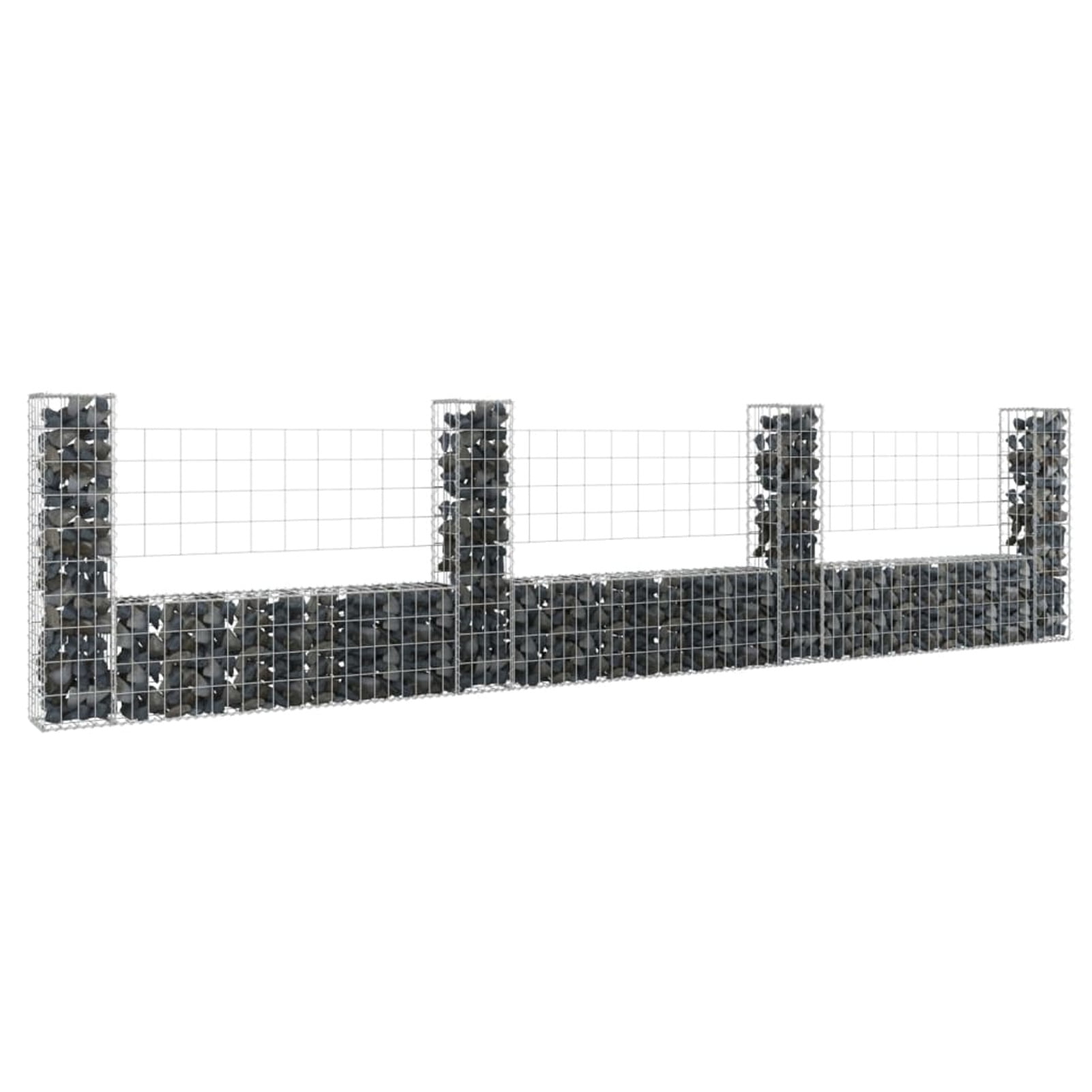 Dcenta U-Shape Gabion Basket with 4 Posts, Iron Mesh Grid Gabion Wall ...