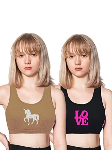 Dchica Girls Sports Training Bras For Teenager Single Front Layering ...